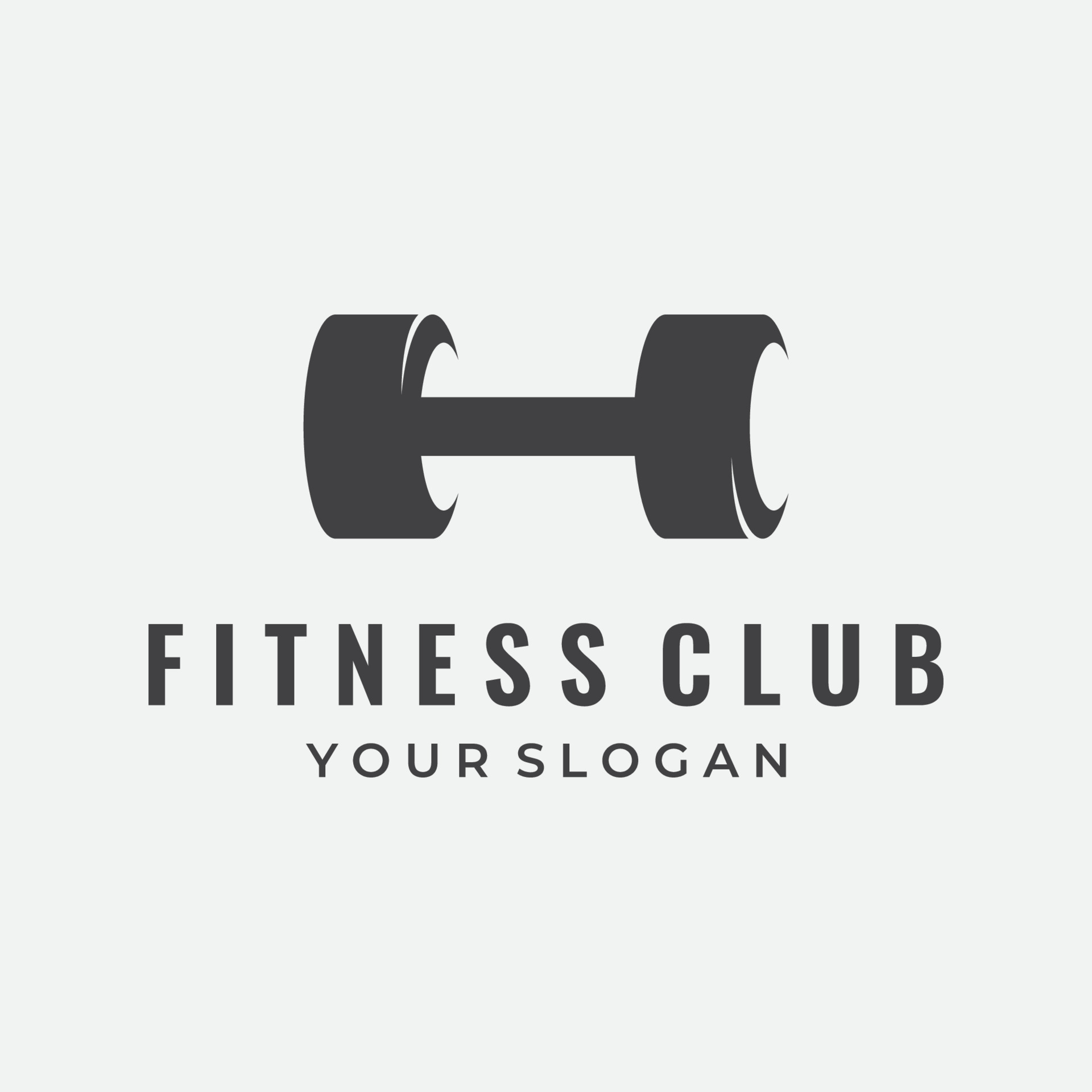 Creative dumbbell and barbell silhouette template logo. Dumbbells and barbells for gym, muscle ...