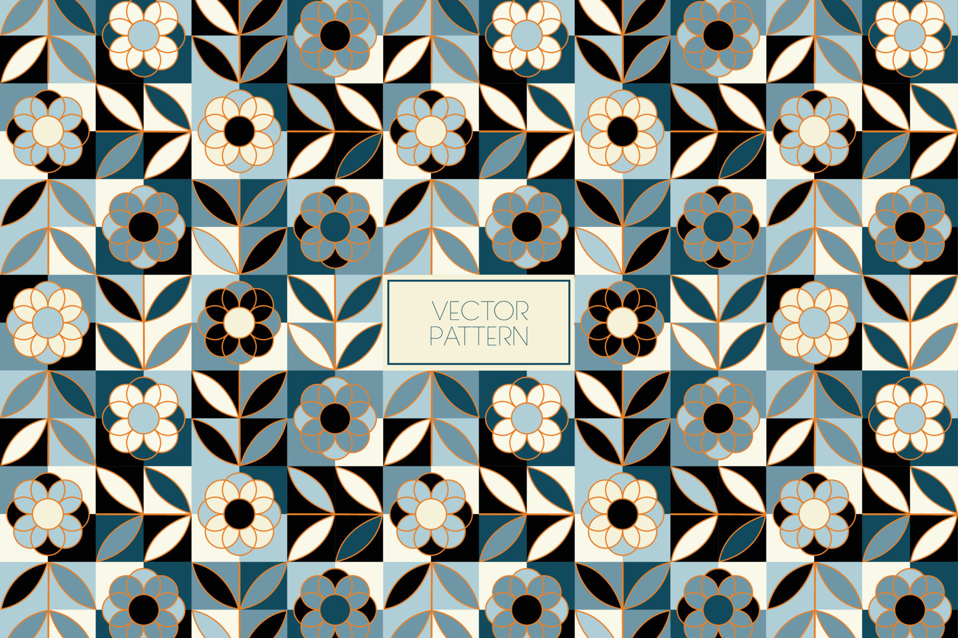 Floral Art Deco Tile Mosaic Style Vector Abstract Seamless Repeat Pattern 14017817 Vector Art At