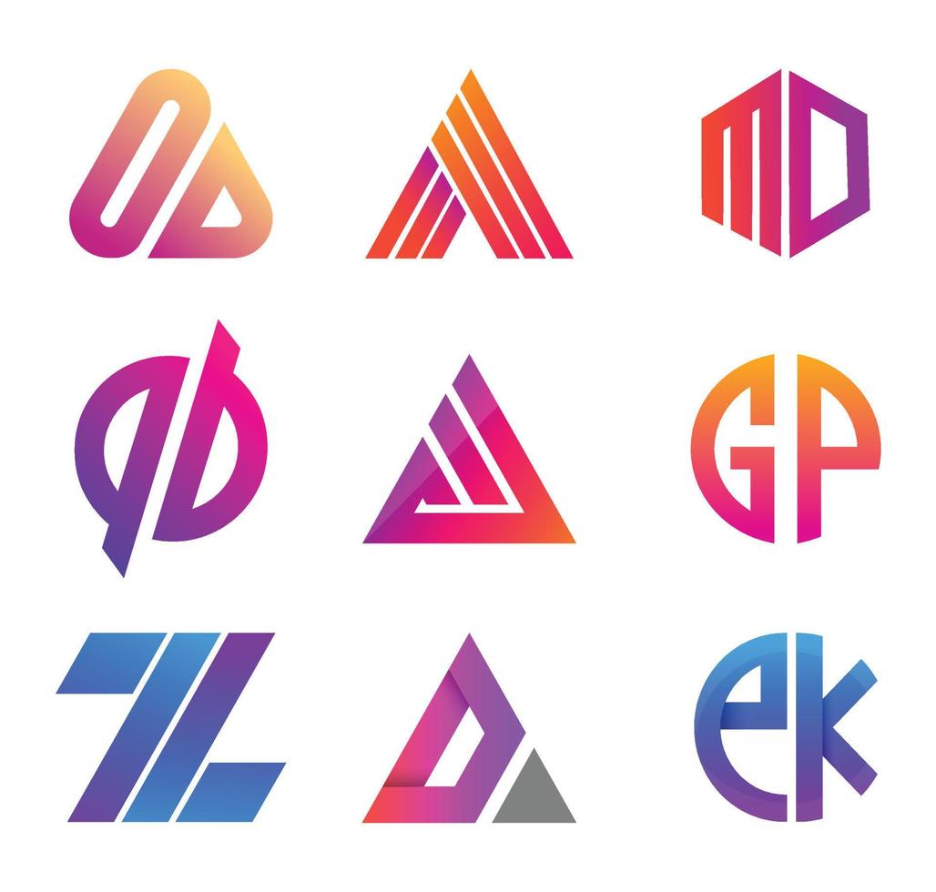 Creative Business Modern Letter Collection, Set Of Abstract Initial Letters Logo In The Black ...