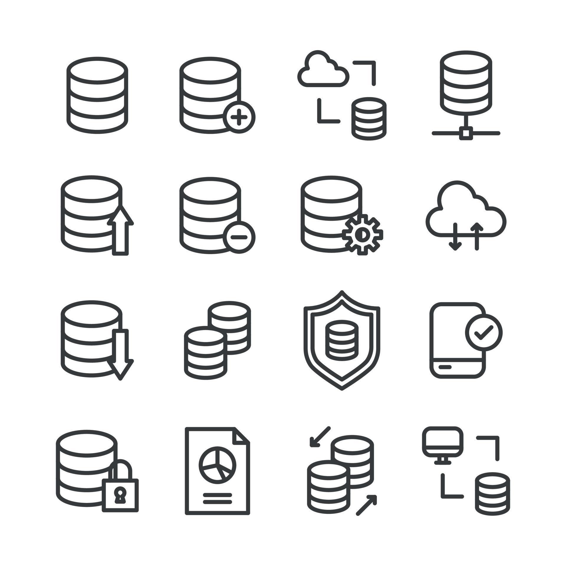 Database Outlined Icons 14020141 Vector Art at Vecteezy