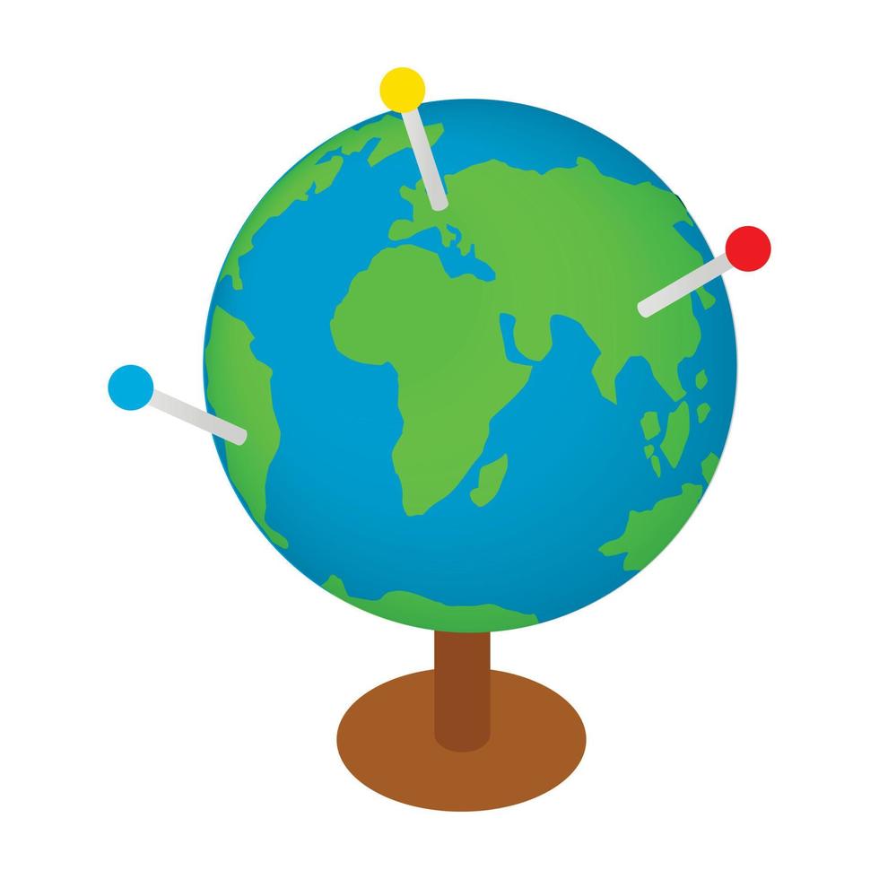Globe with markers isometric 3d icon 14022202 Vector Art at Vecteezy