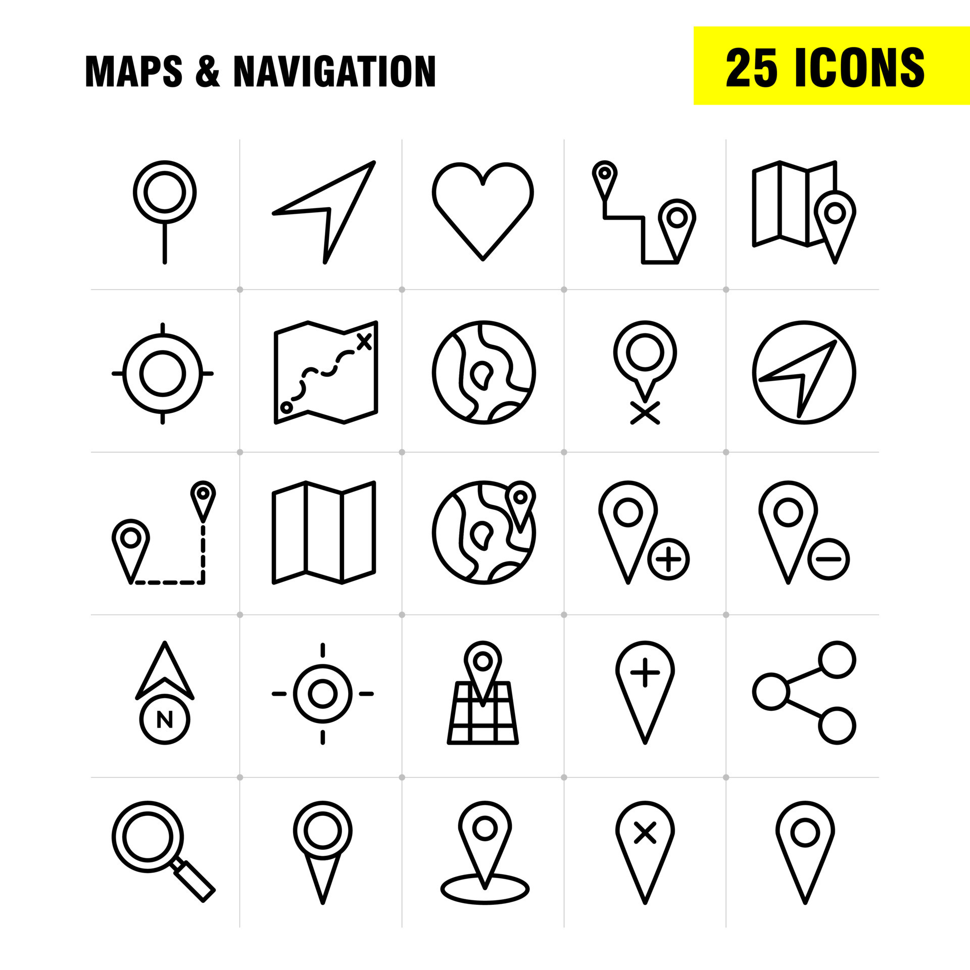 Maps And Navigation Line Icon Pack For Designers And Developers Icons ...