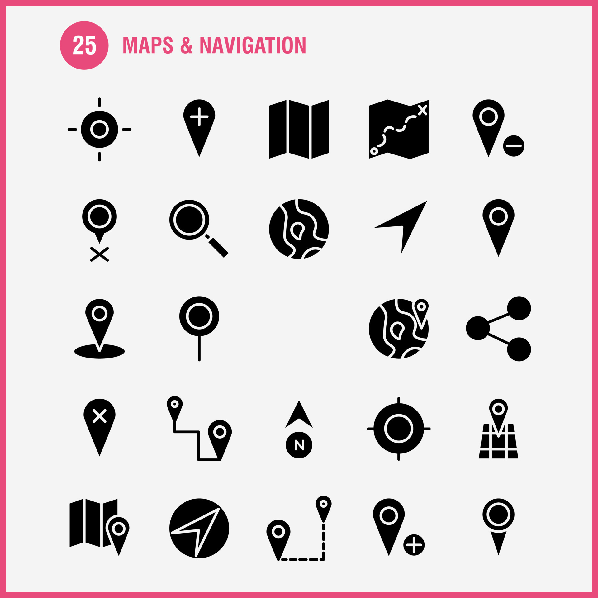 Maps And Navigation Solid Glyph Icon Pack For Designers And Developers Icons Of Gps Delete Map