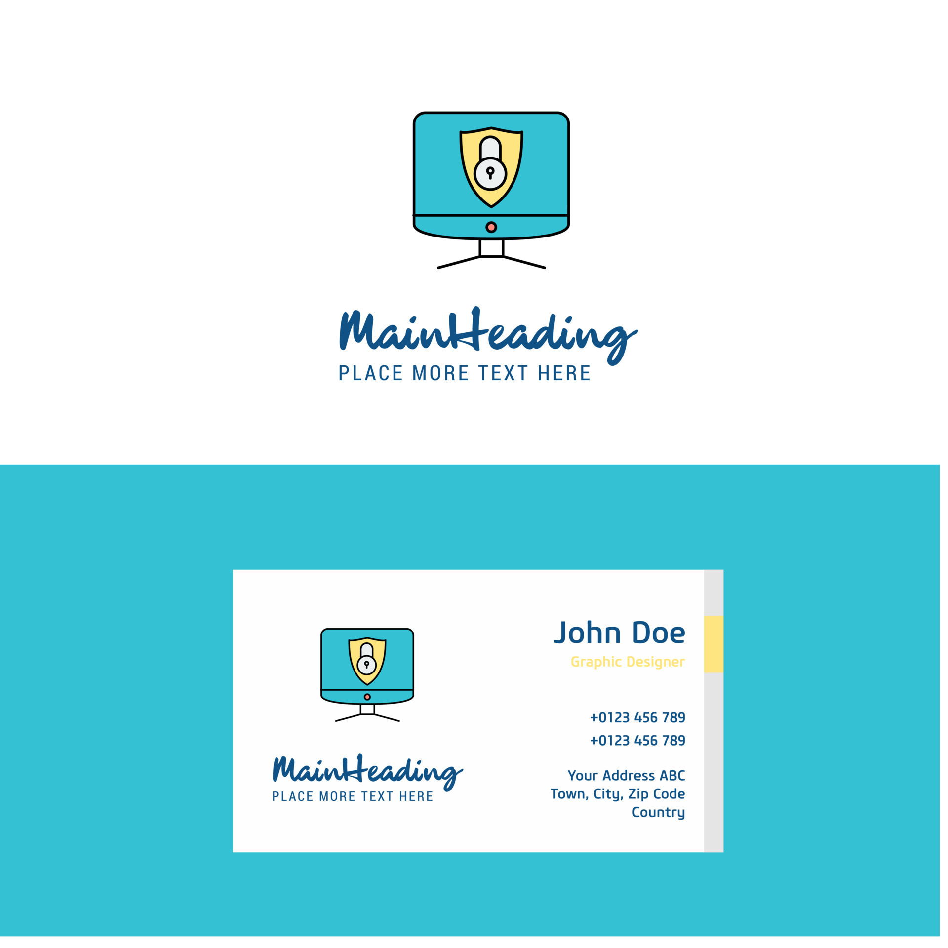 Flat Computer protected Logo and Visiting Card Template Busienss ... Flat Computer protected Logo and Visiting Card Template Busienss ...