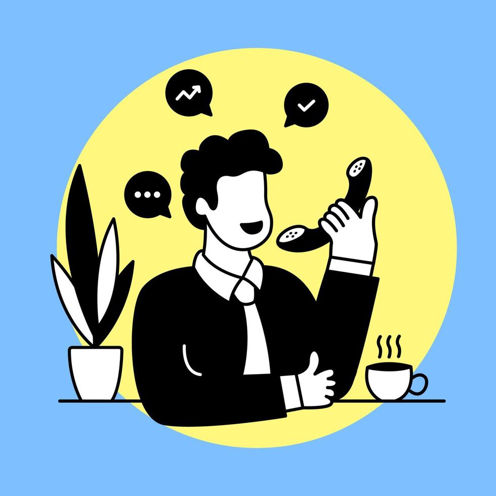 Man Calls Business Partner Business Concept Illustration 14025243