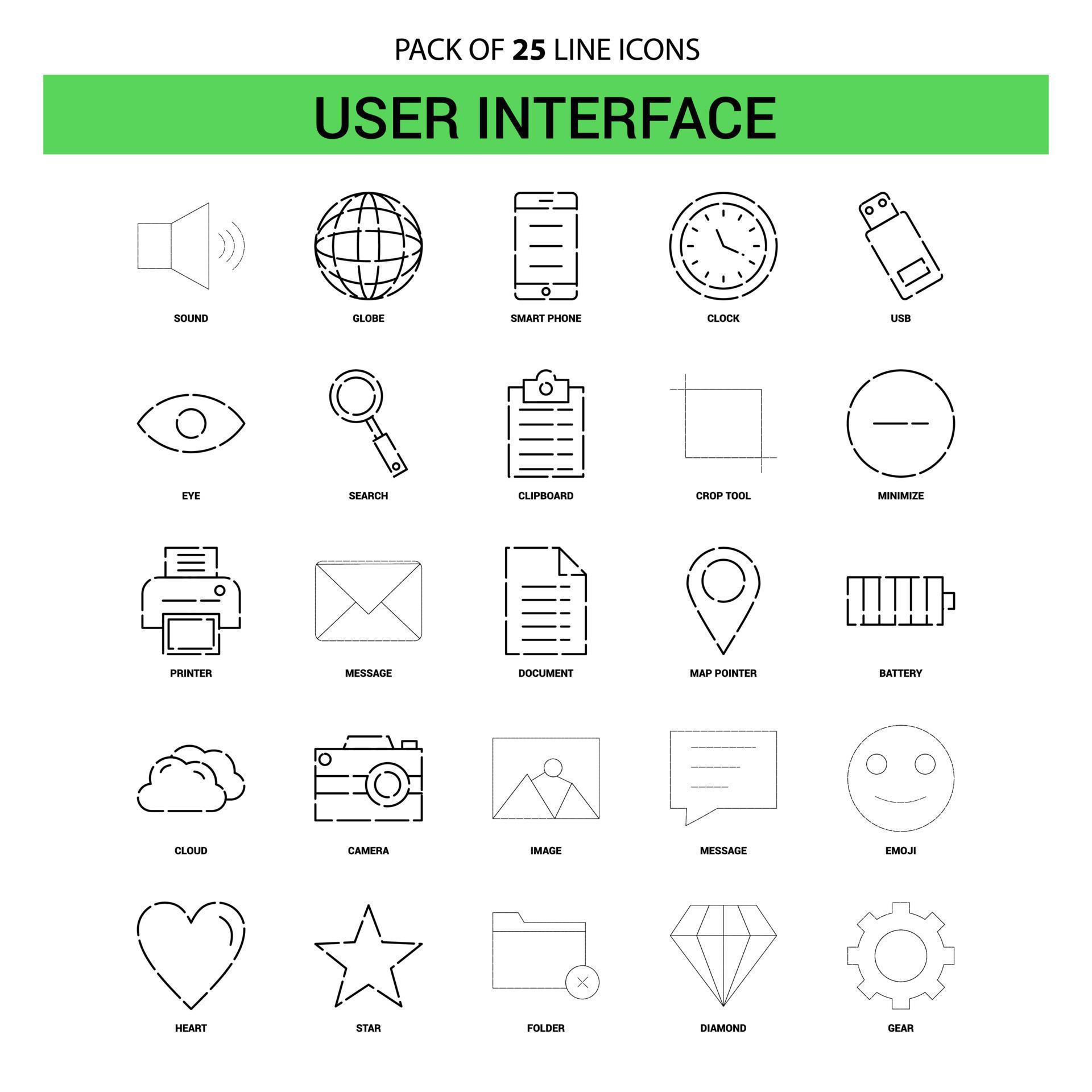 User Interface Line Icon Set 25 Dashed Outline Style 14025609 Vector Art at Vecteezy