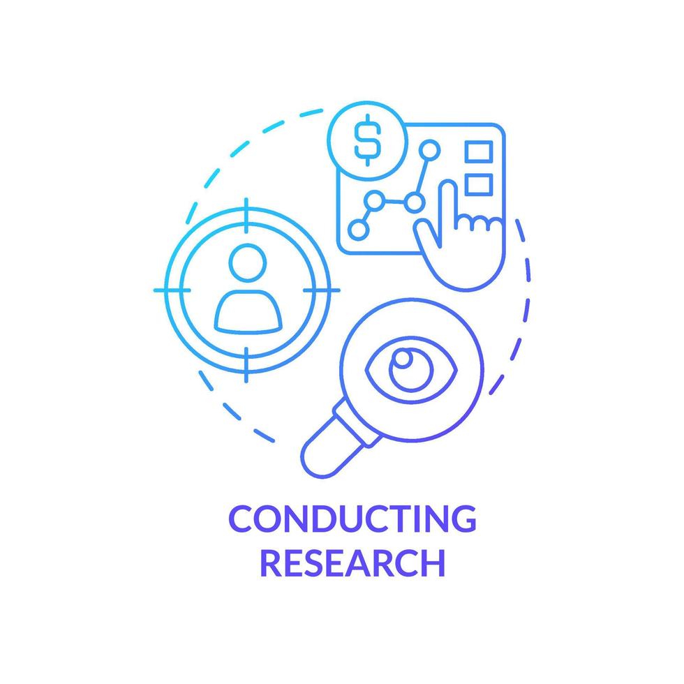 Conducting Research Blue Gradient Concept Icon Analyse Market And Customers Product Management
