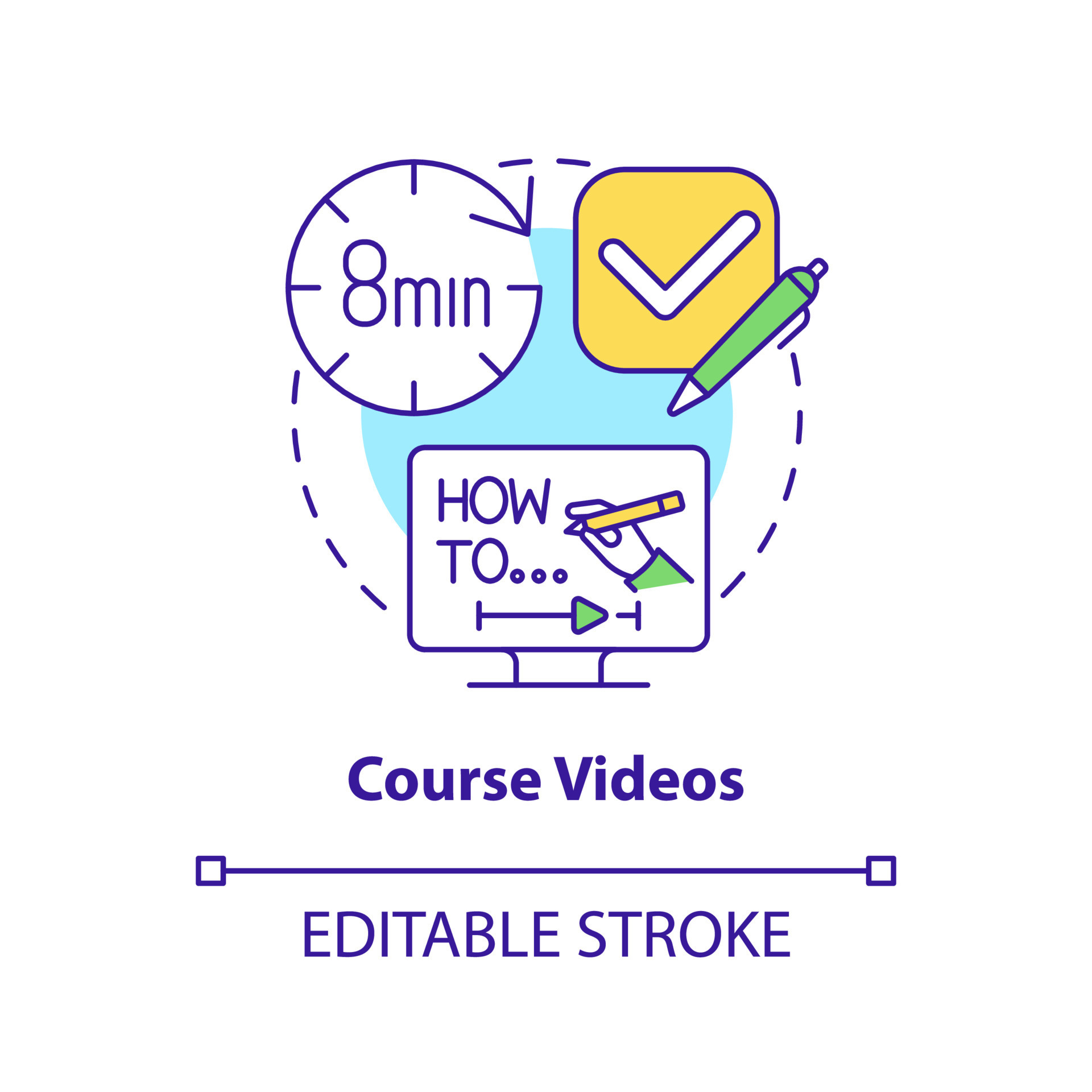 Course videos concept icon. Recorded lecture. Key information. Online ...