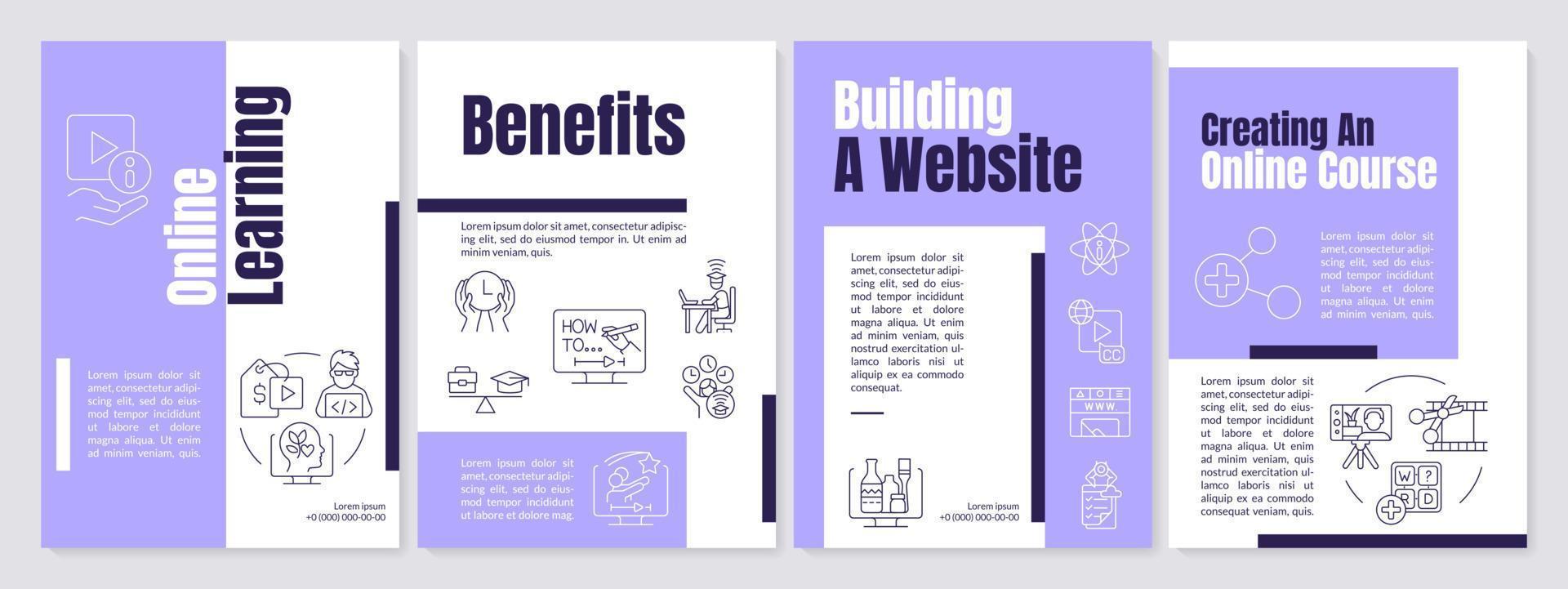 Online Learning Purple Brochure Template Internet Courses Leaflet