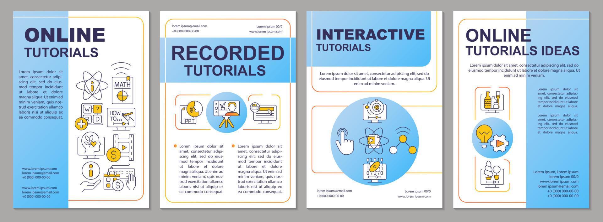 Online tutorials blue brochure template. Educational content. Leaflet ...