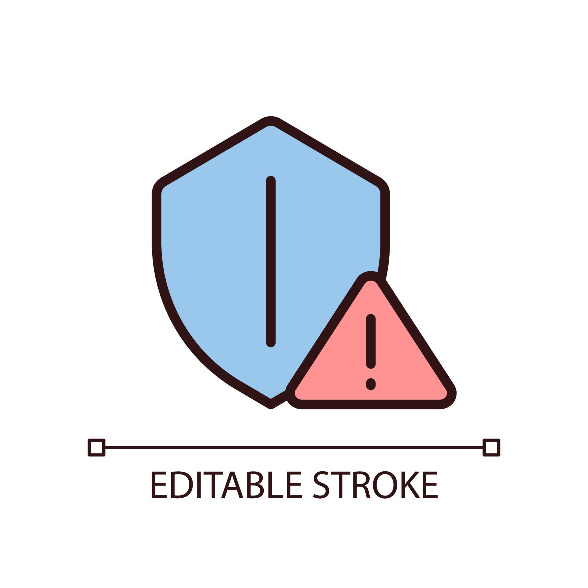 Safety warning pixel perfect RGB color icon. Cybersecurity breach. Risk of computer virus ...