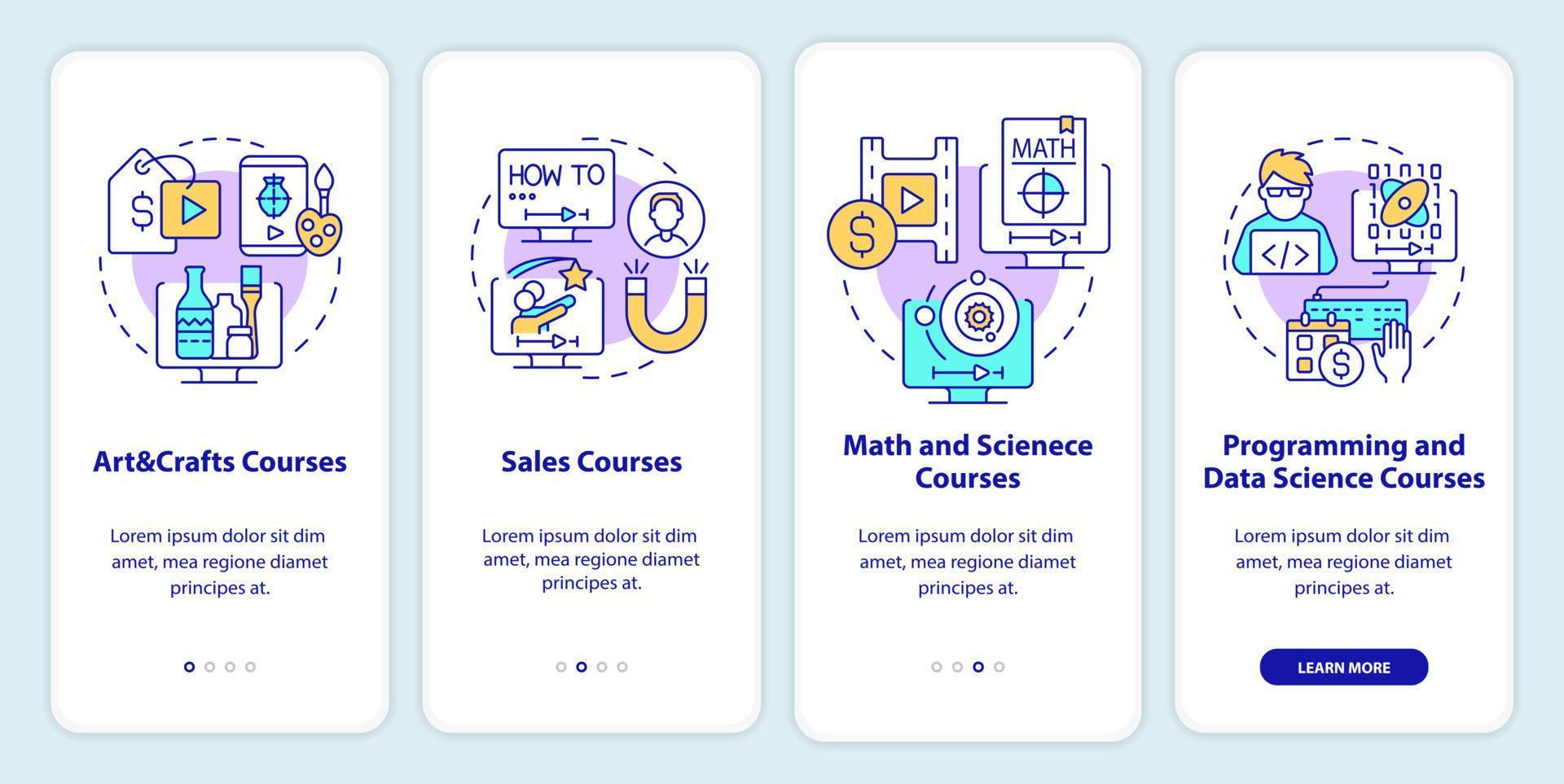 Online Courses Ideas Onboarding Mobile App Screen Walkthrough 5 Steps