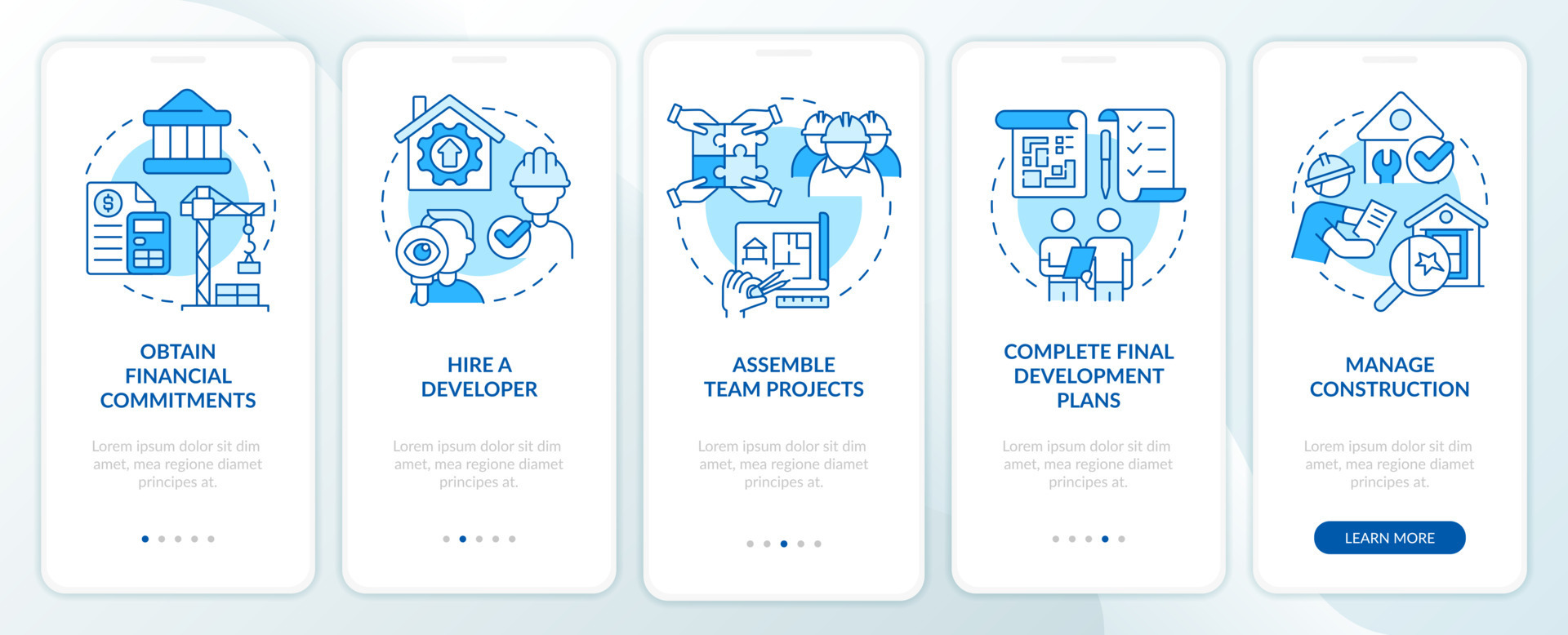 Advices For Housing Development Blue Onboarding Mobile App Screen