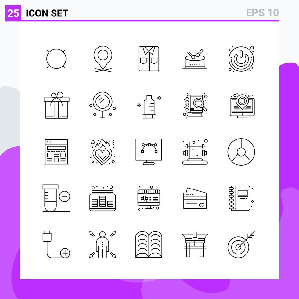 Set of 25 icons in Line style Creative Outline Symbols for Website Design and Mobile Apps Simple ...