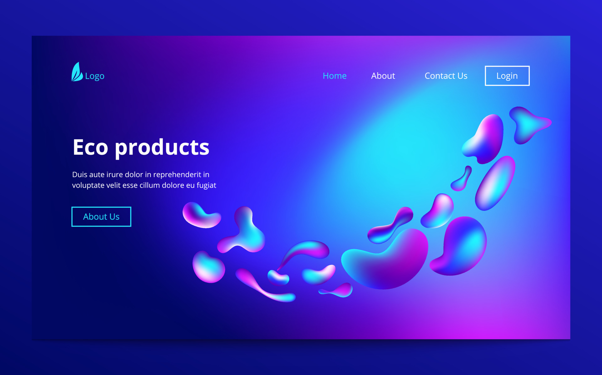 Landing site page template. Header for website. Liquid flow glow, lava ...
