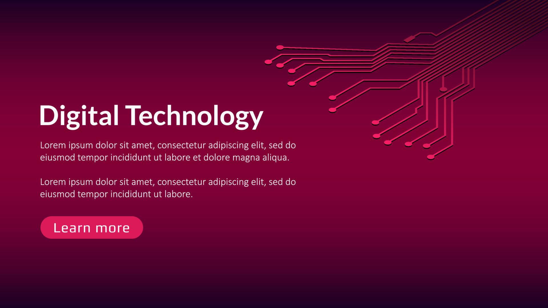 Digital technology template with copy space and button for websites ...
