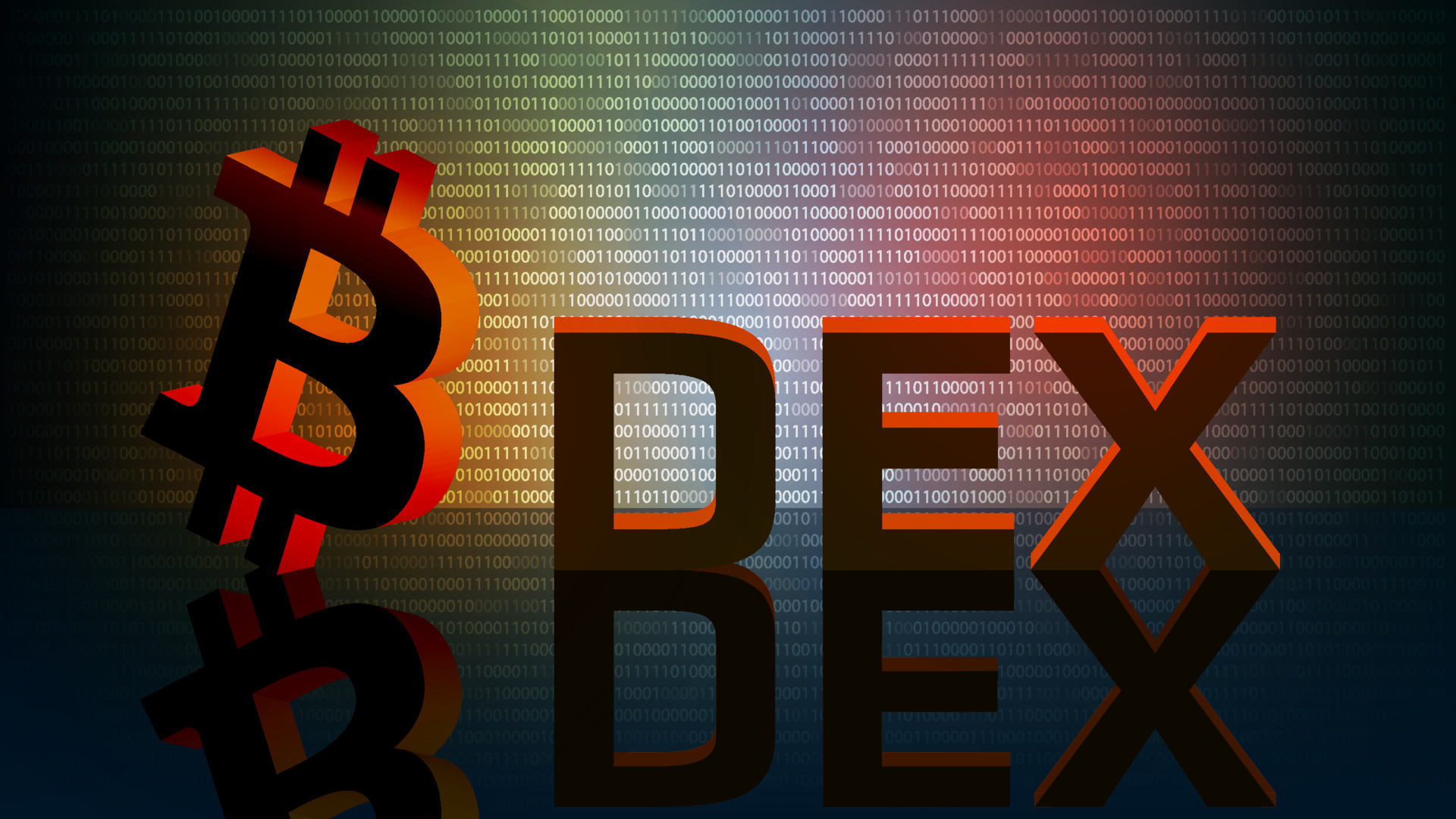 intercambio descentralizado dex y símbolo de bitcoin en el suelo espejado con fondo digital. dex ...
