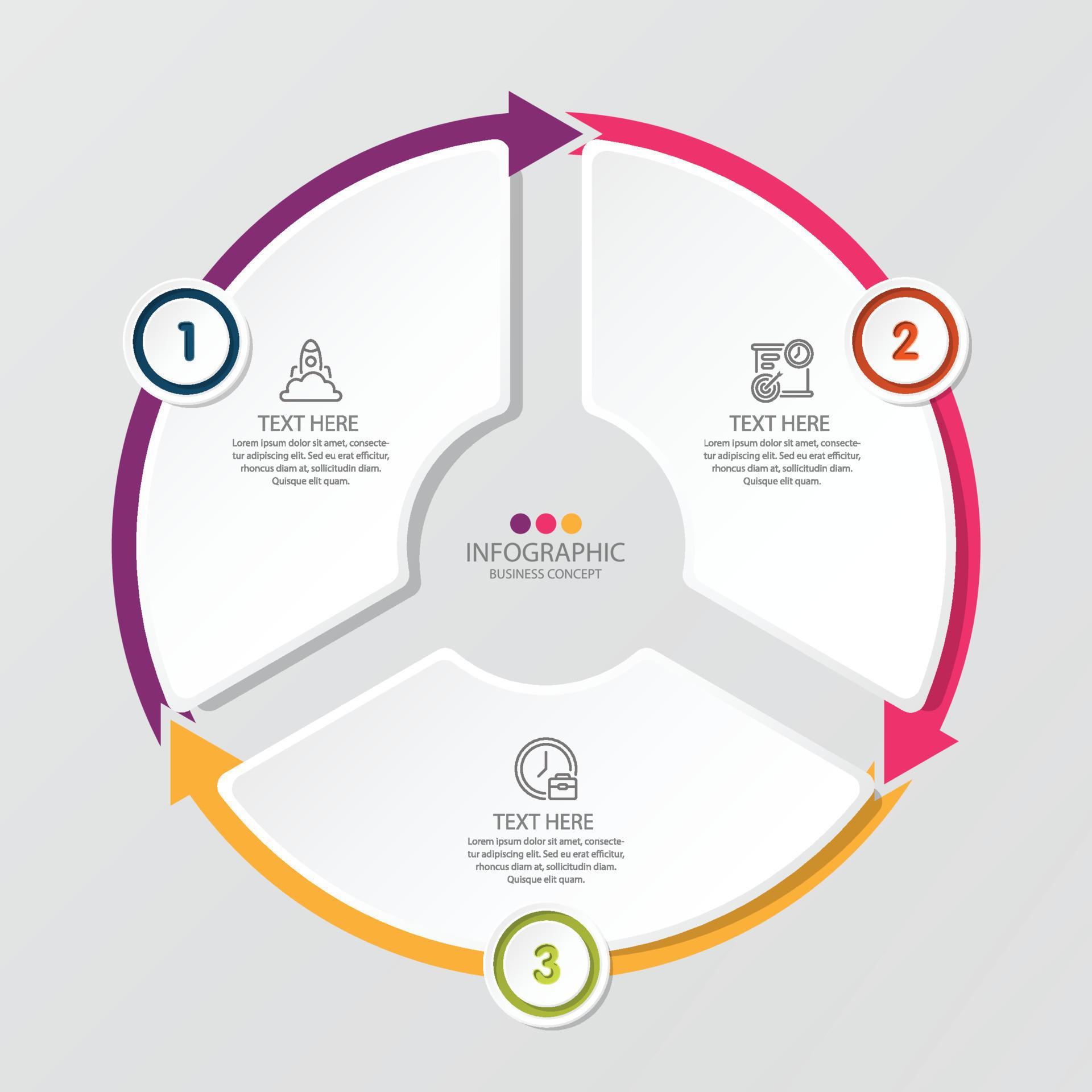 Basic circle infographic with 3 steps, process or options. 14029677 ...