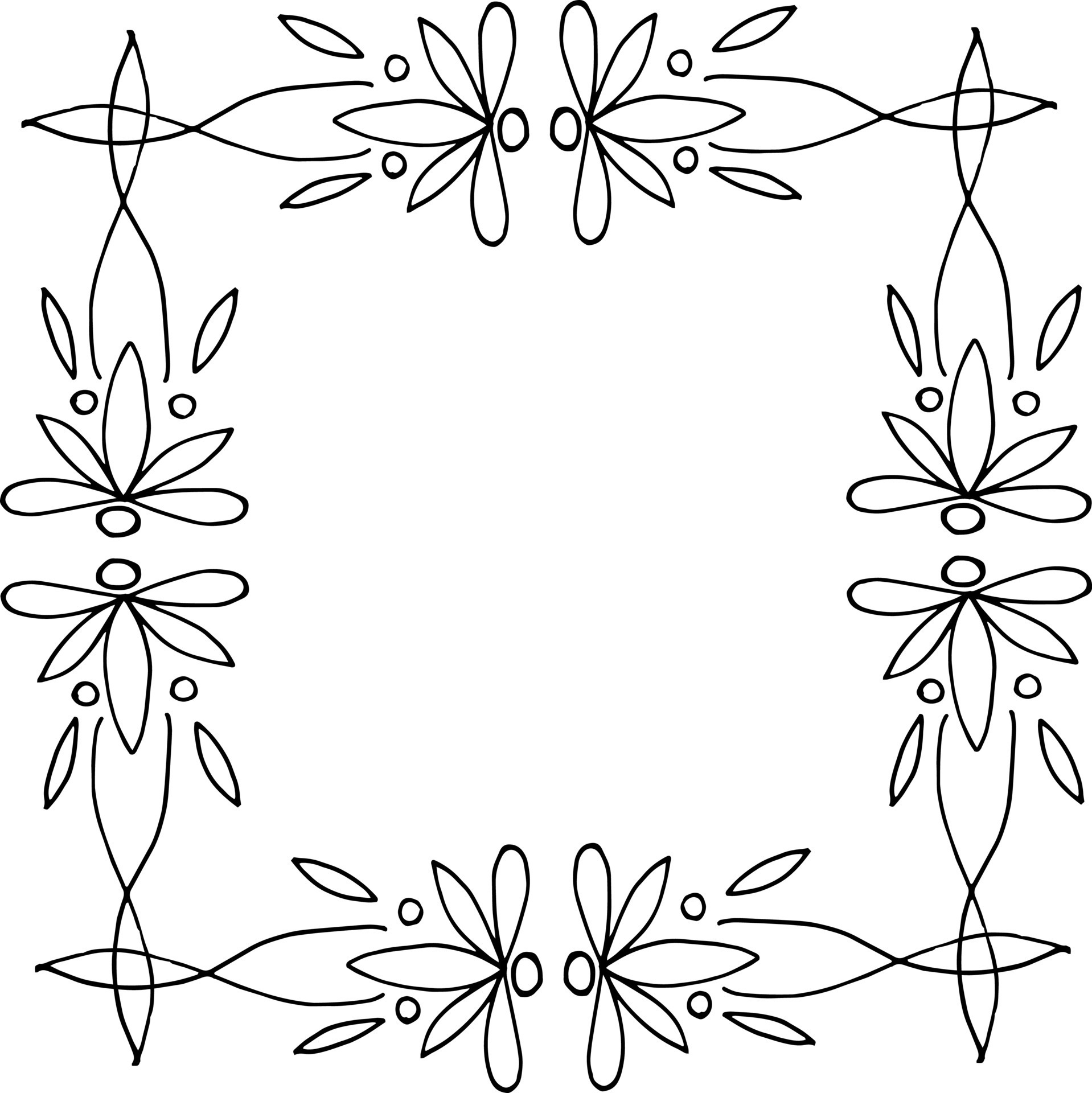 Flower Floral Ornament Frame Border Sketch Hand Drawn Doodle Space For