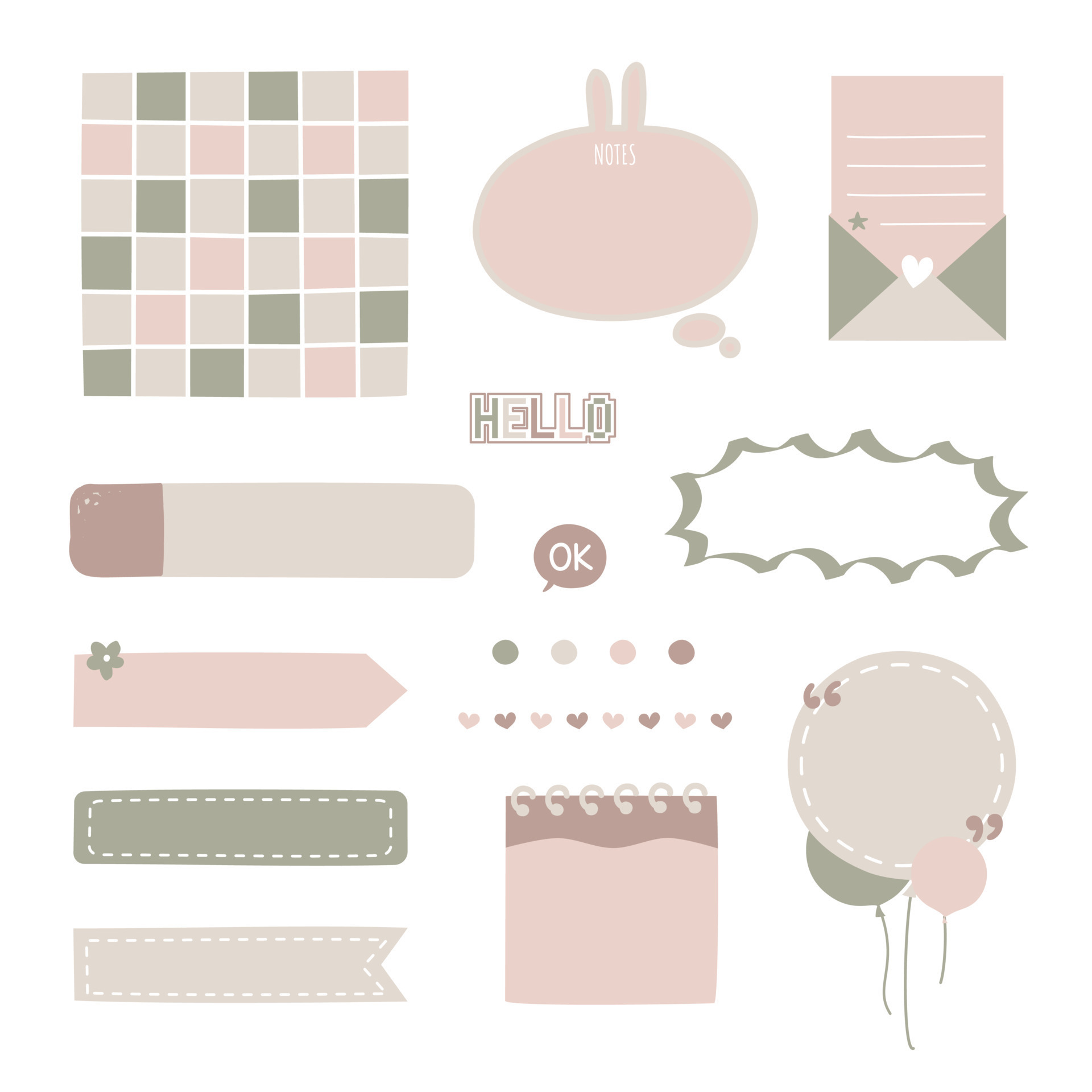 Set Of Cute Hand Drawn Doodle Text Box With Icon Speech Bubble