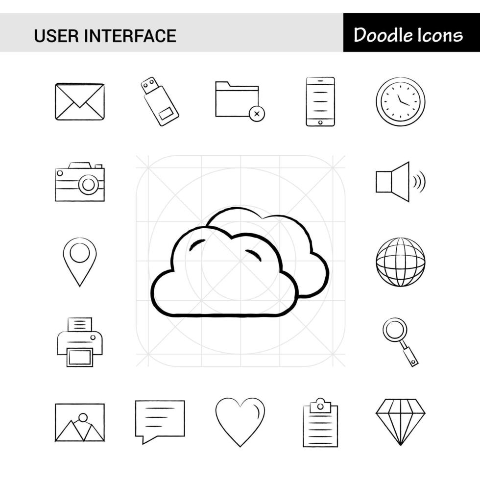 Set of 17 User Interface handdrawn icon set 14030787 Vector Art at Vecteezy