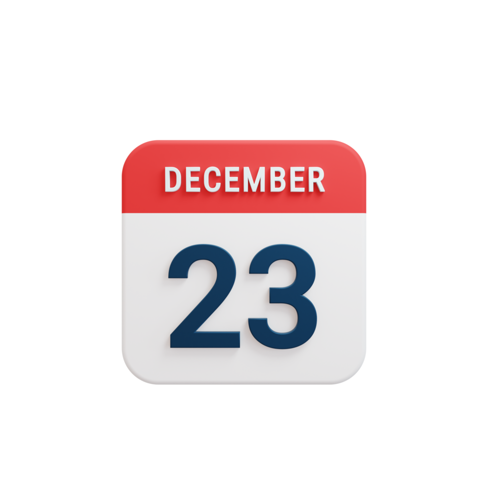 December Realistic Calendar Icon 3D Rendered Date December 23 14032067 PNG December Realistic Calendar Icon 3D Rendered Date December 23 14032067 PNG