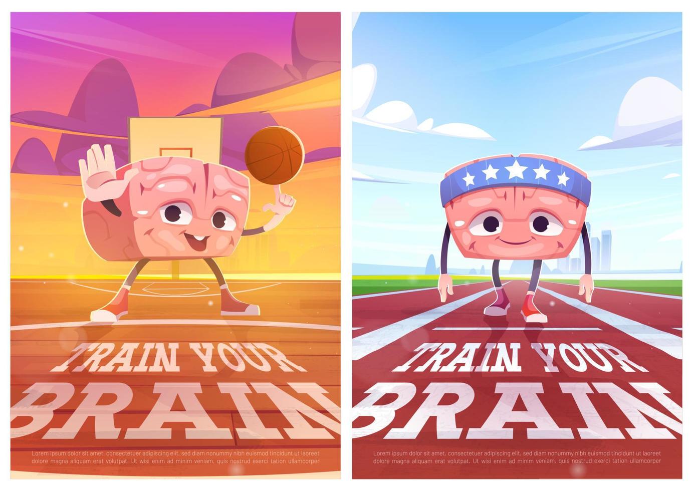 Train your Brain cartoon posters with marrows 14032196 Vector Art at Vecteezy