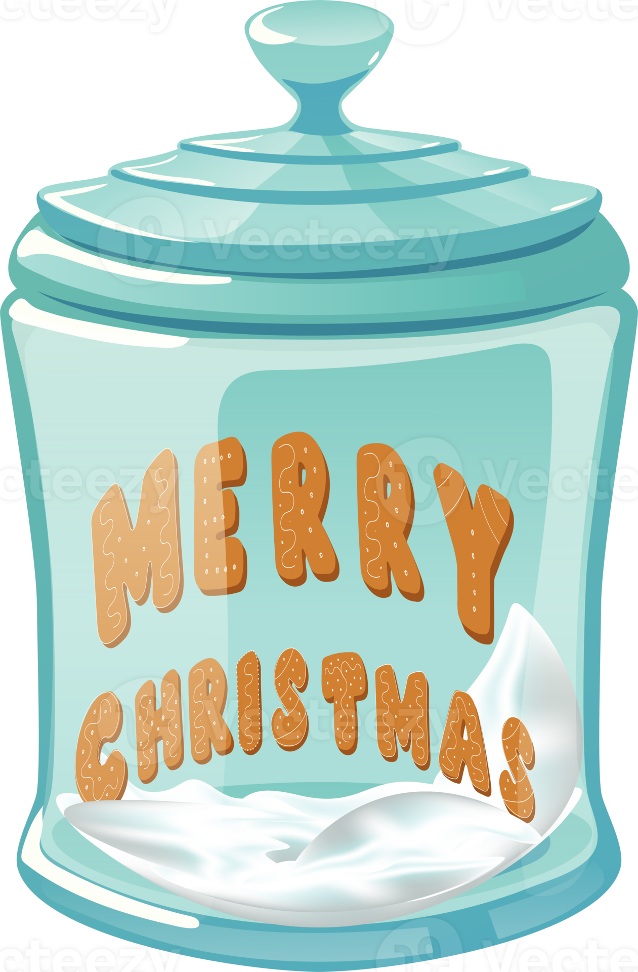 Christmas glass jar with Christmas tree gingerbread cookies. 14032324 PNG