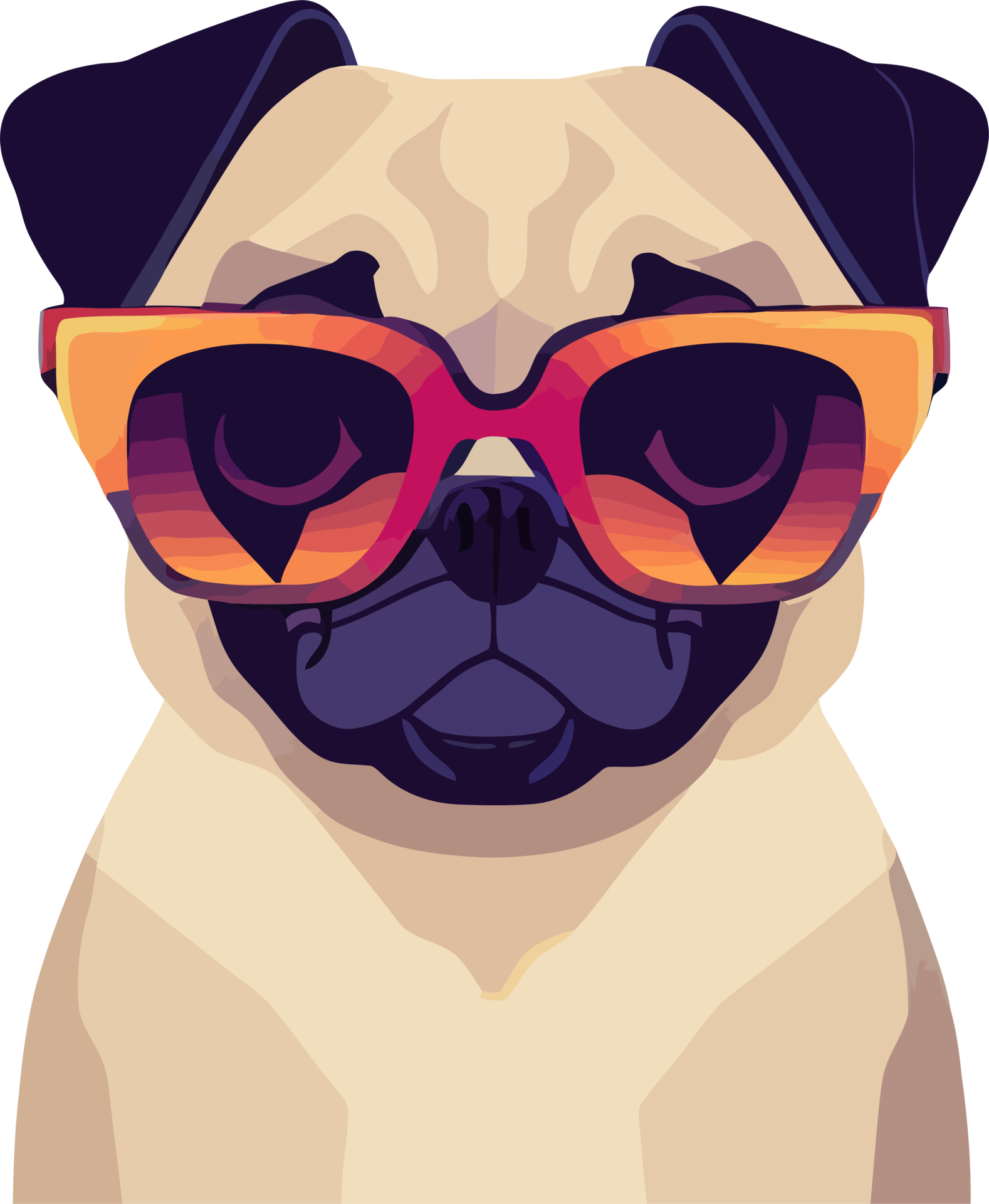 illustration graphic of pug wearing sunglasses isolated good for print ... illustration graphic of pug wearing sunglasses isolated good for print ...