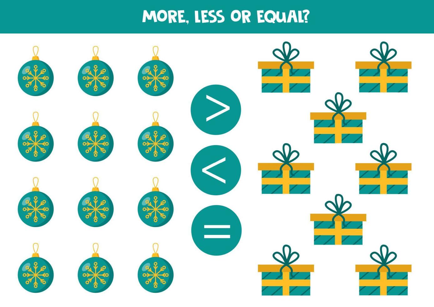 More, less or equal with cute Christmas gifts and balls. 14038244 ...