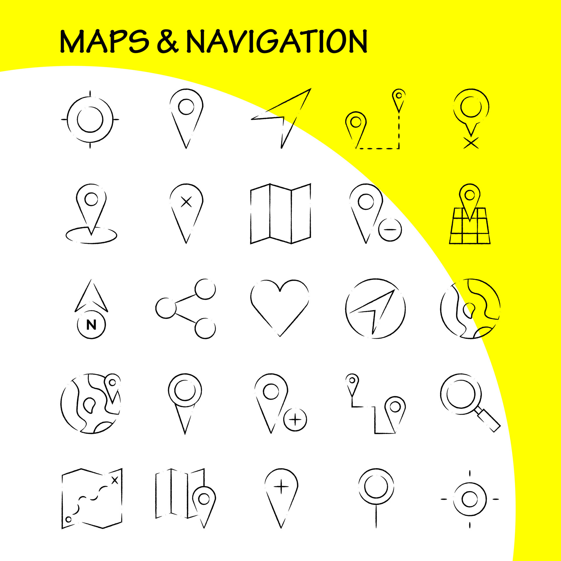 Maps And Navigation Hand Drawn Icon Pack For Designers And Developers Icons Of Gps Delete Map