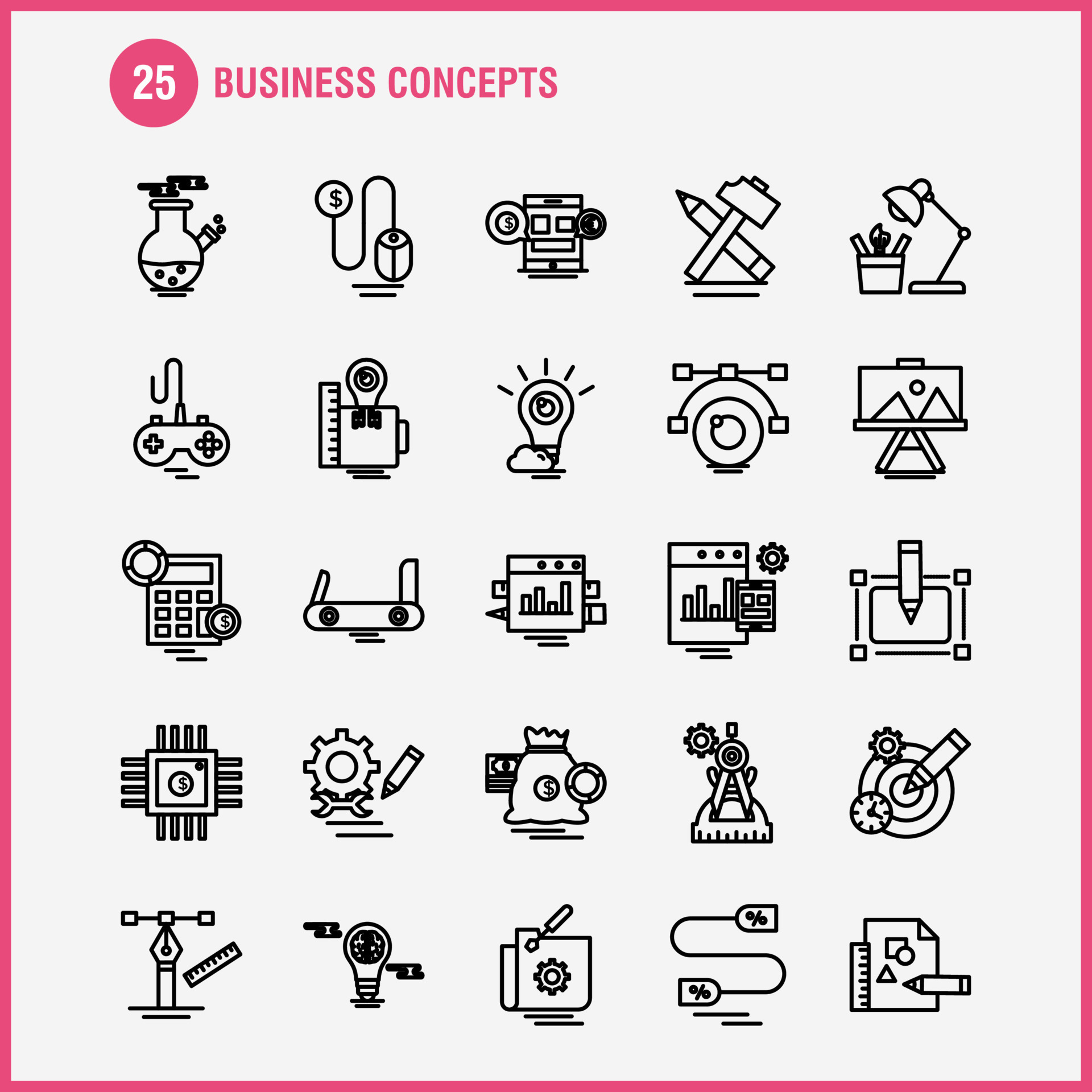 Business Concepts Line Icons Set For Infographics Mobile Uxui Kit And