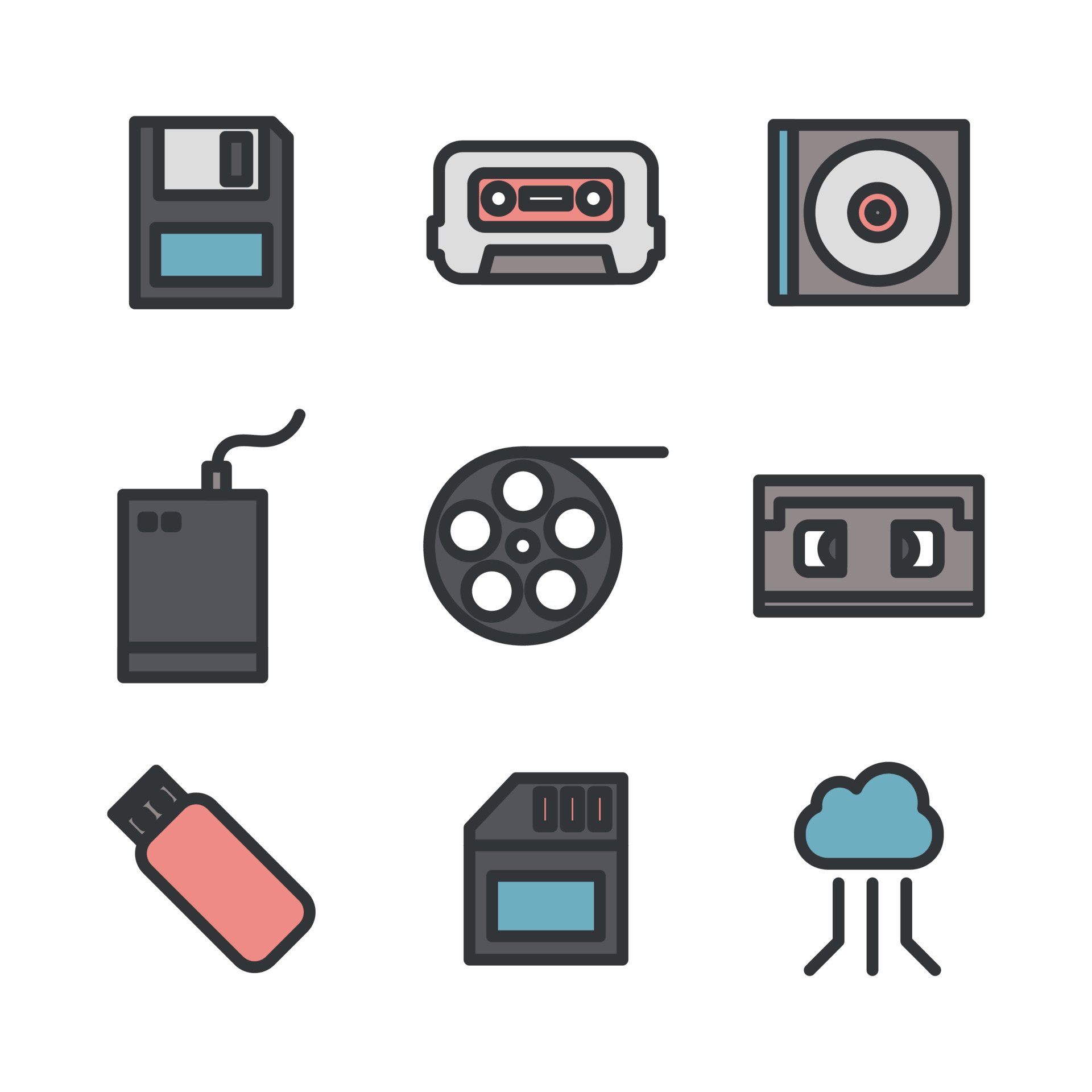 Set of Icons about Data Storage 14043234 Vector Art at Vecteezy