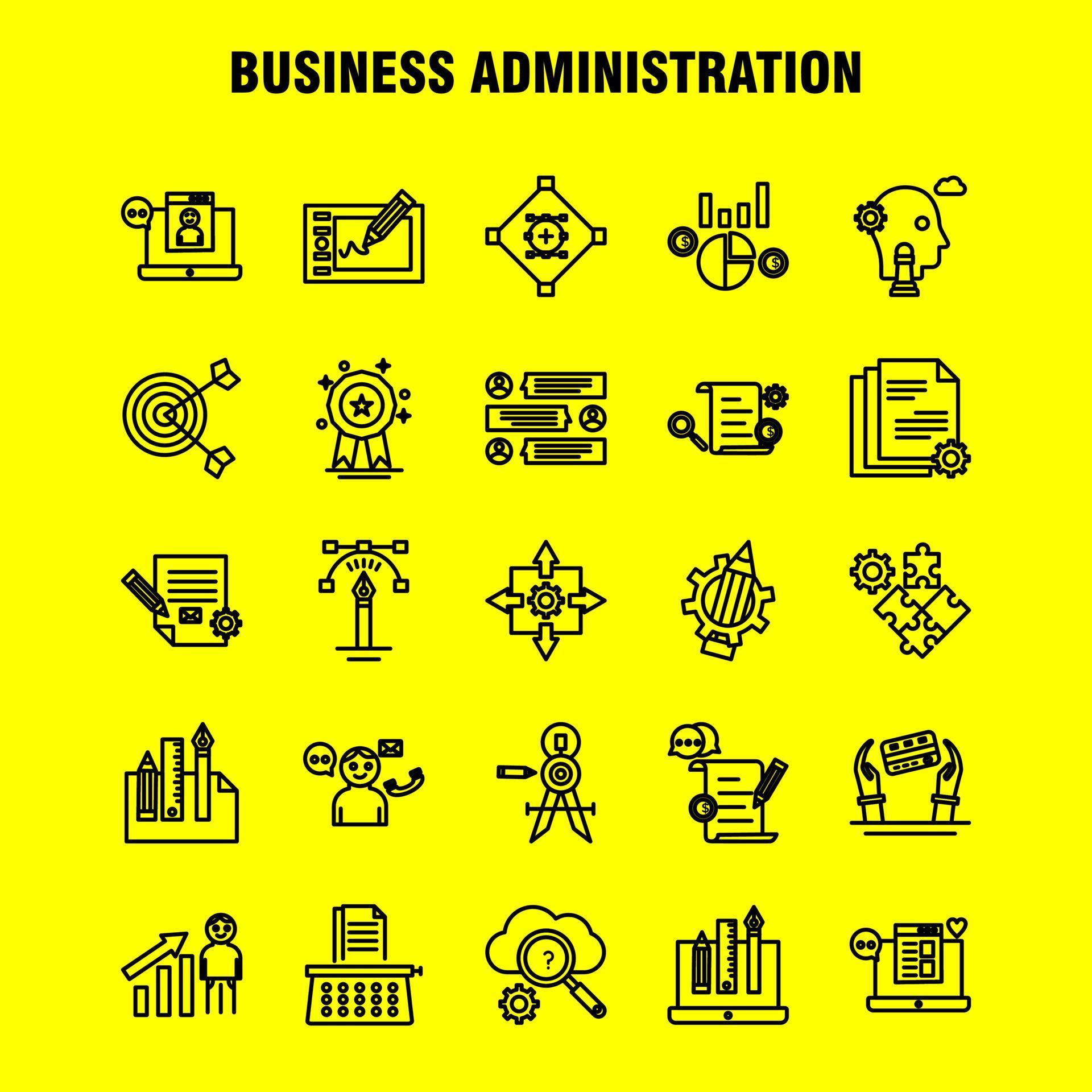 Business Administration Line Icons Set For Infographics Mobile UXUI Kit ...