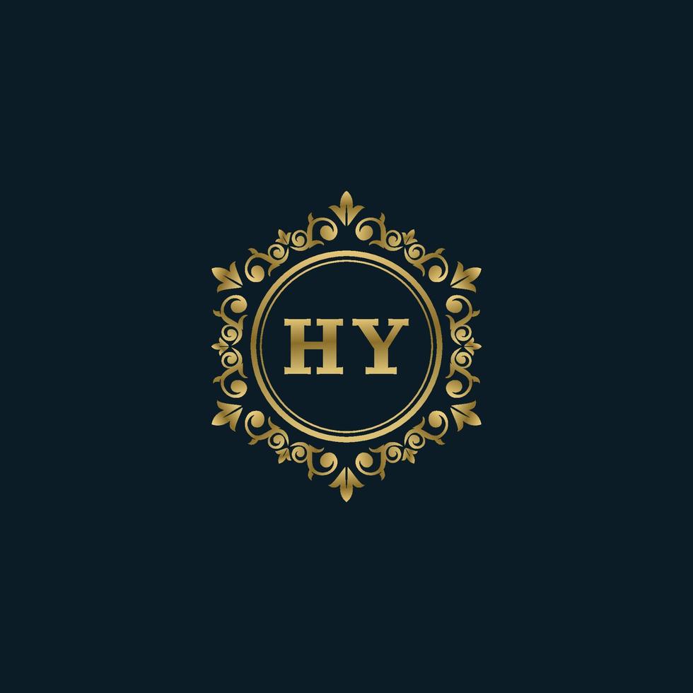 logotipo de letra hy con plantilla de oro de lujo. plantilla de vector de logotipo de elegancia ...