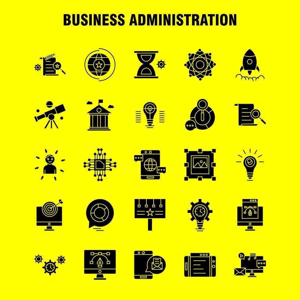 iconos de glifo sólido de administración de negocios establecidos para ... iconos de glifo sólido de administración de negocios establecidos para ...