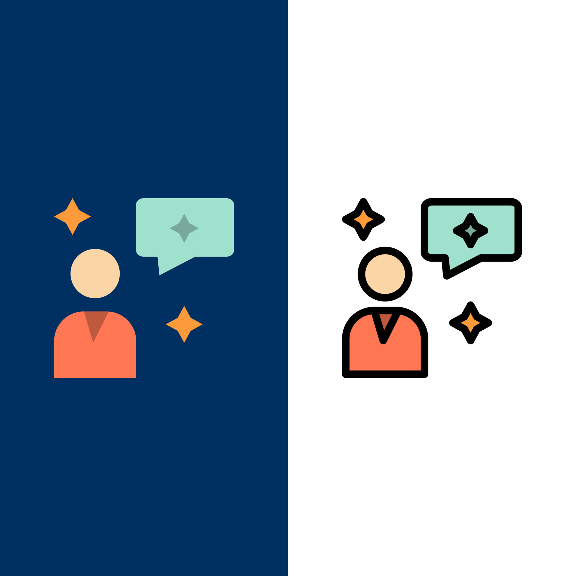 Man Chat Chatting Interface Icons Flat And Line Filled Icon Set Vector Blue Background 14046916