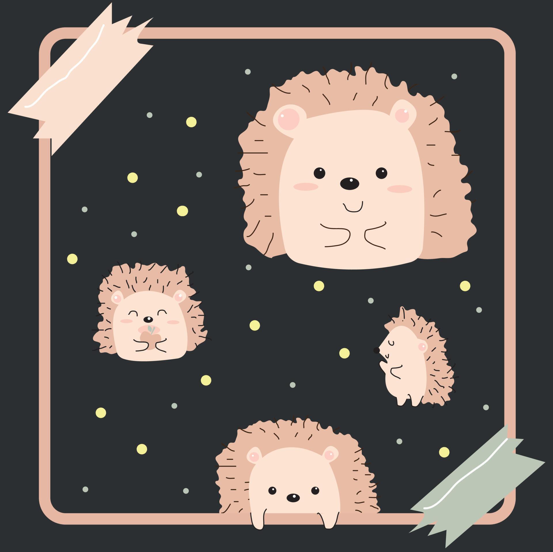 Cute Hedgehogs Collection Of Stickers 14048241 Vector Art At Vecteezy