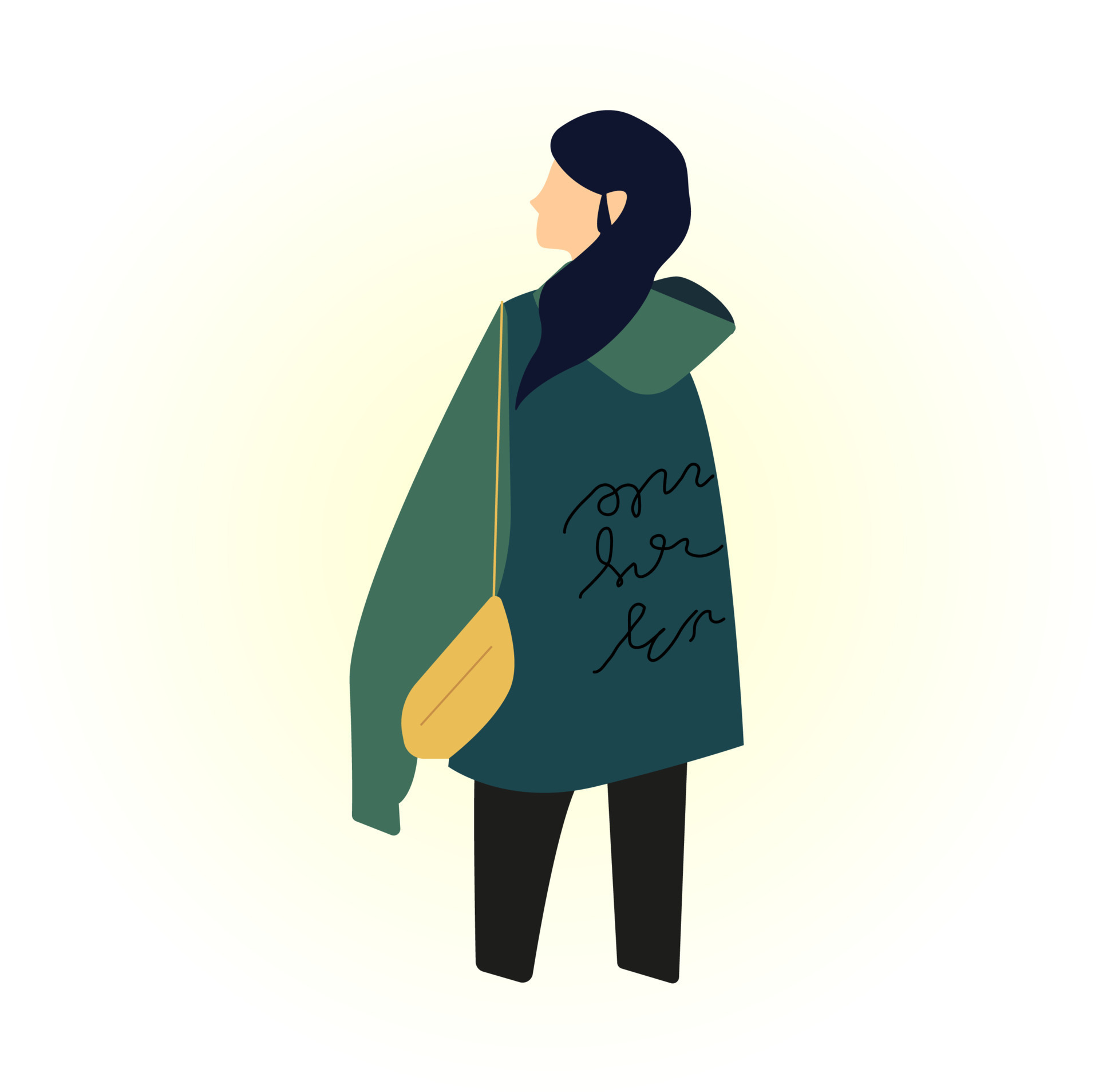 Cute Dark Haired Girl In Casual Clothes 14048292 Vector Art At Vecteezy