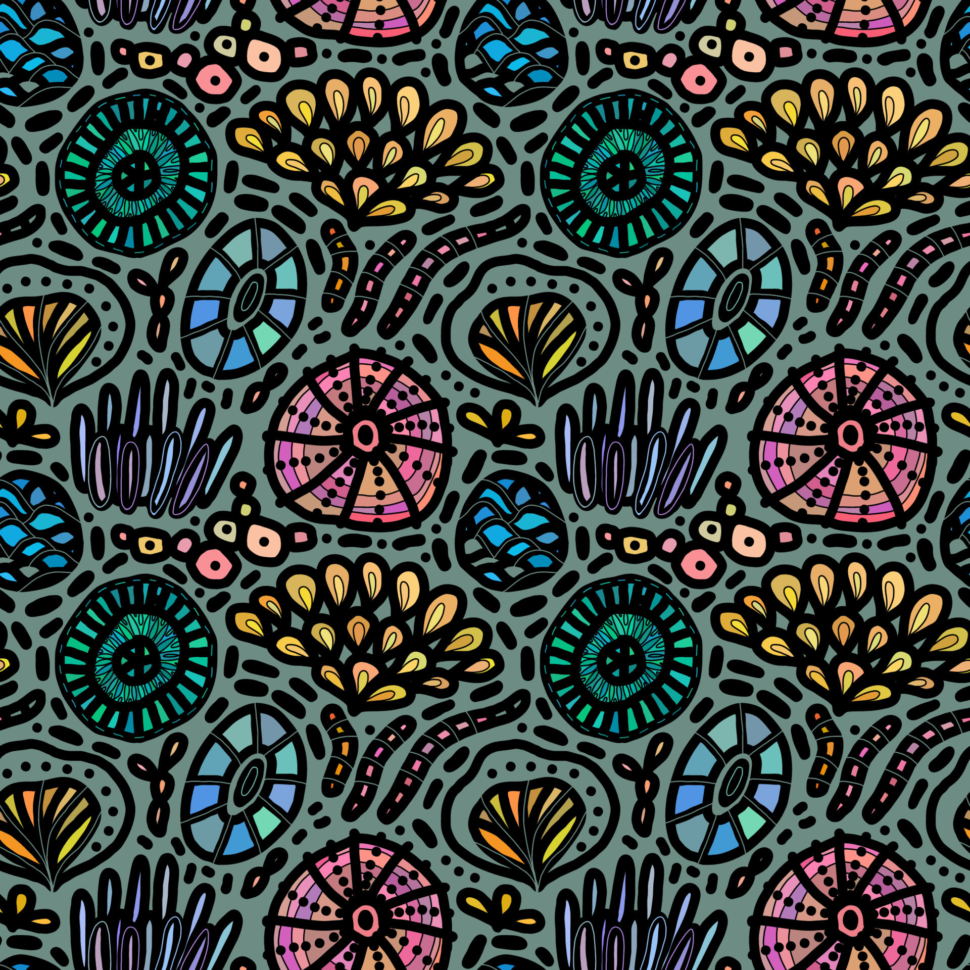 Hand drawn underwater natural ocean elements as a background. Seamless ... Hand drawn underwater natural ocean elements as a background. Seamless ...