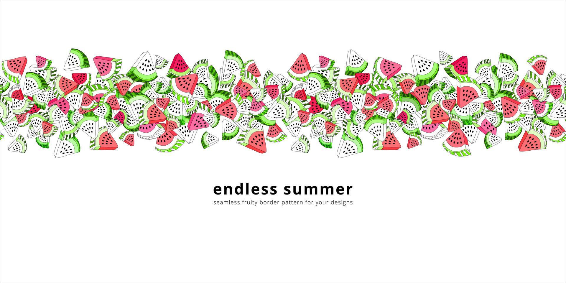 Vector seamless border pattern with watermelon slices. Colorful ...