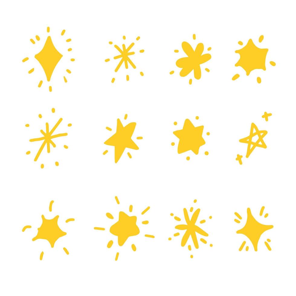Set of sparkle star and starburst hand-drawn. Doodle style. 14053527 Vector Art at Vecteezy