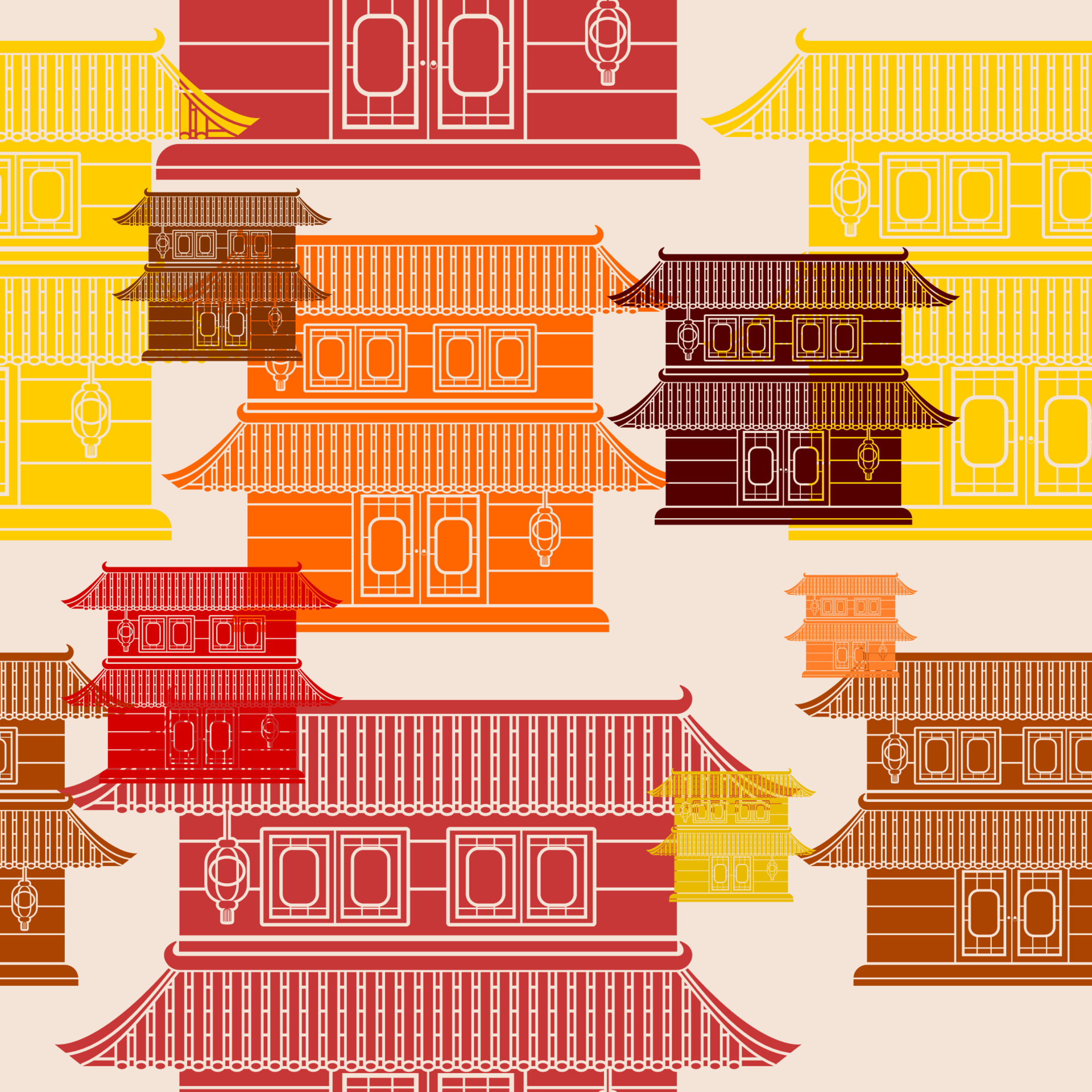 Editable Flat Monochrome Style Two Roofs Traditional Chinese Building Vector Illustration In