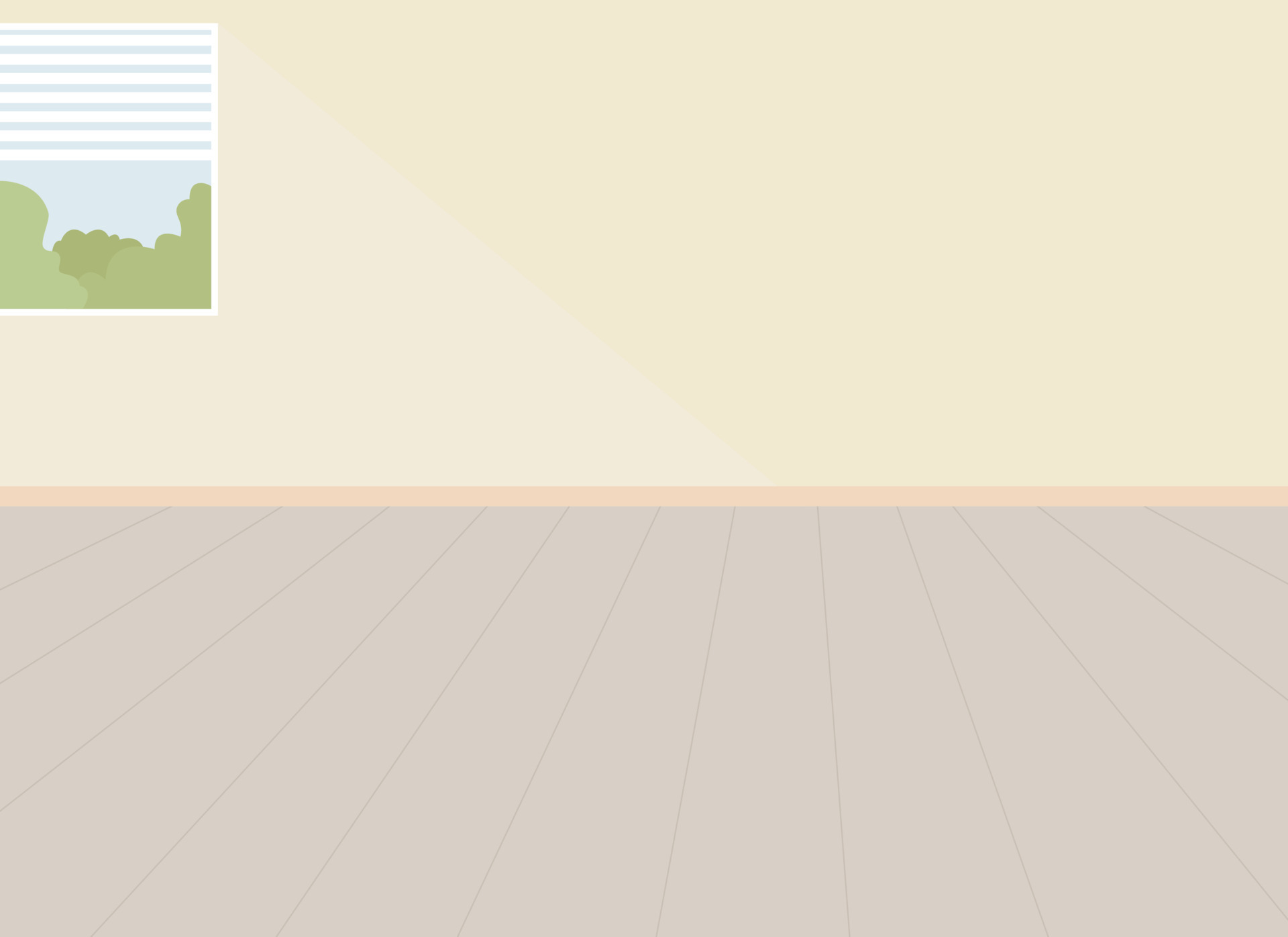 Empty room with window flat color vector illustration. Vacant bedroom ...