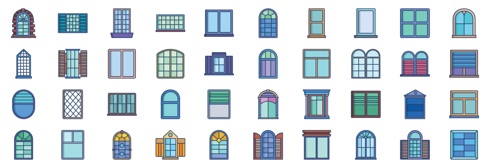 Collection of icons related to Windows, including icons like ...