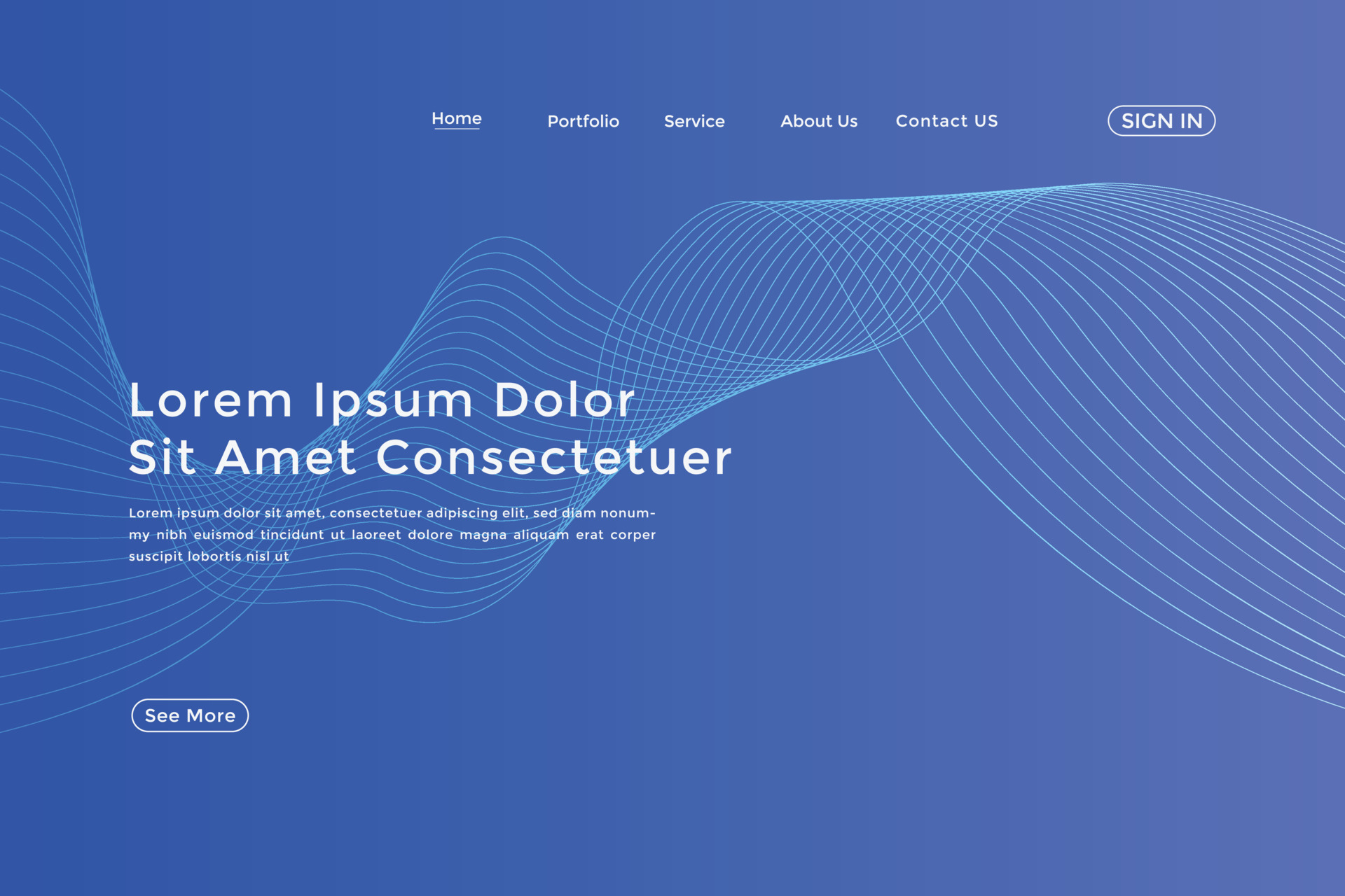 Abstract line wave blue linear gradient landing page. Modern colorful ...