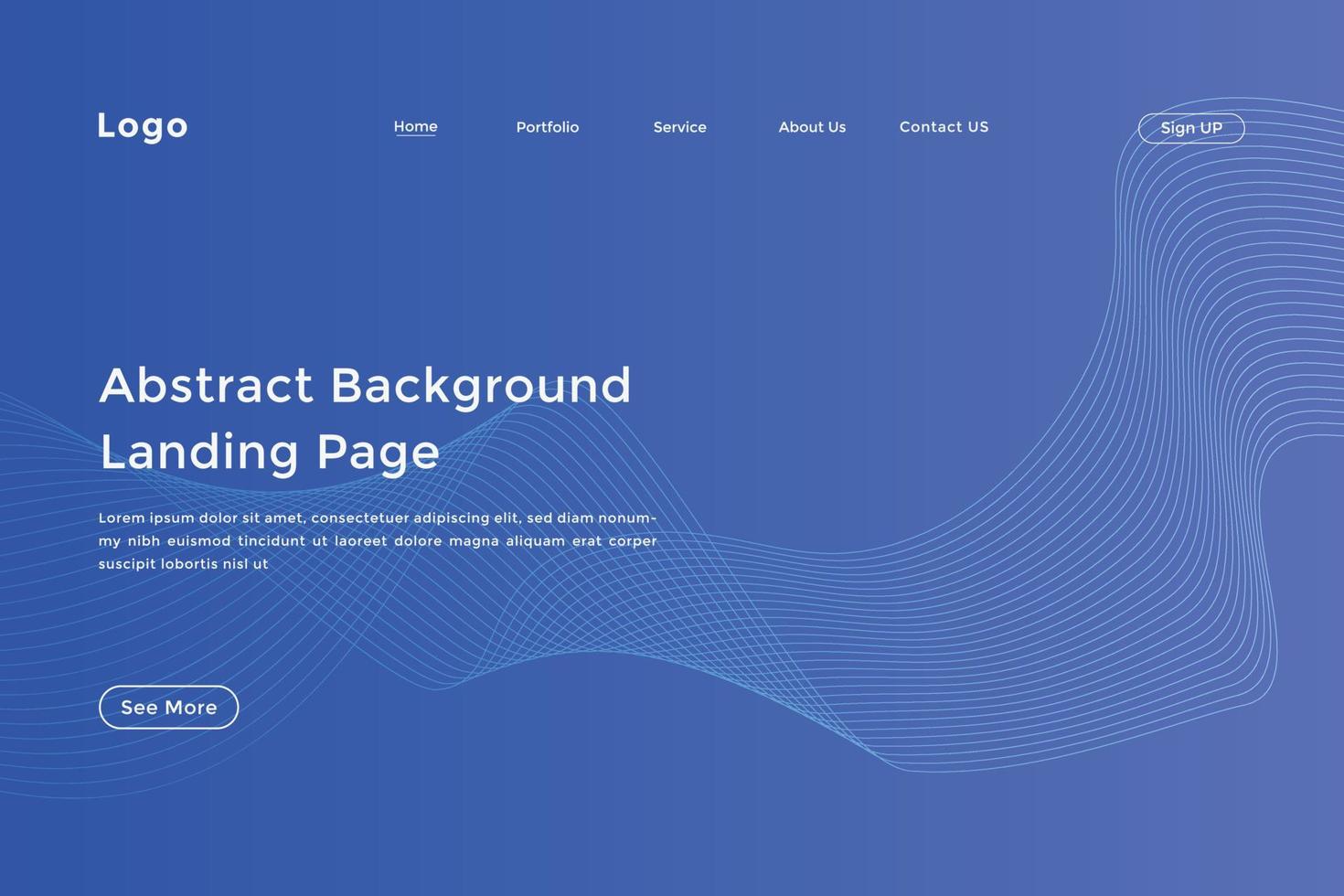 Abstract line wave blue linear gradient landing page. Modern colorful ...