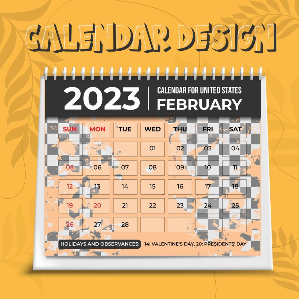 2023 calendar. Planner template. Desk schedule layout. Week starts ...
