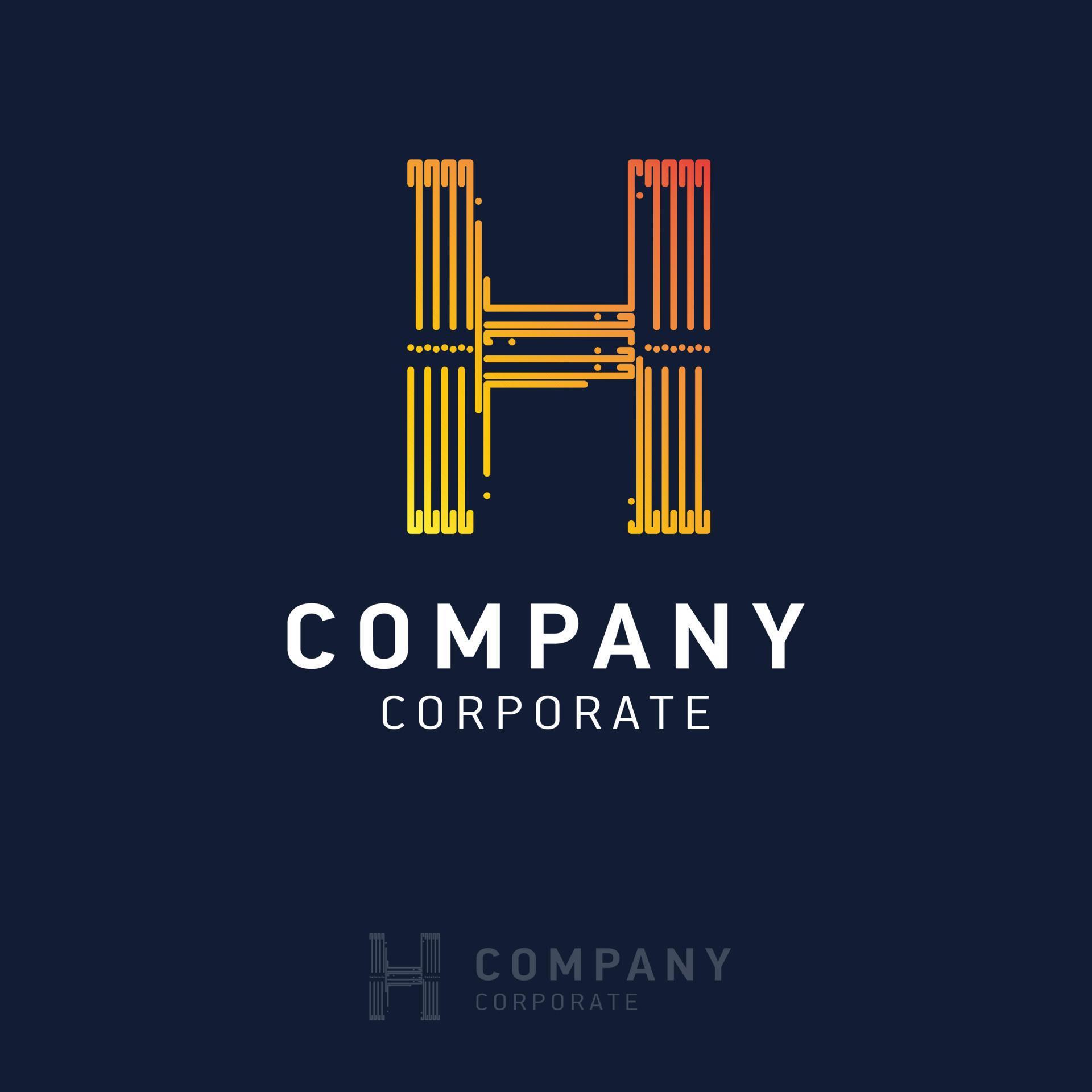 H company logo design with visiting card vector 14060063 Vector Art at Vecteezy