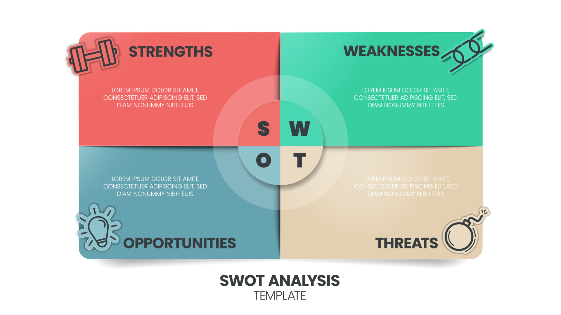 Swot Analysis Infographic With Icons Template Has 4 Steps Such As